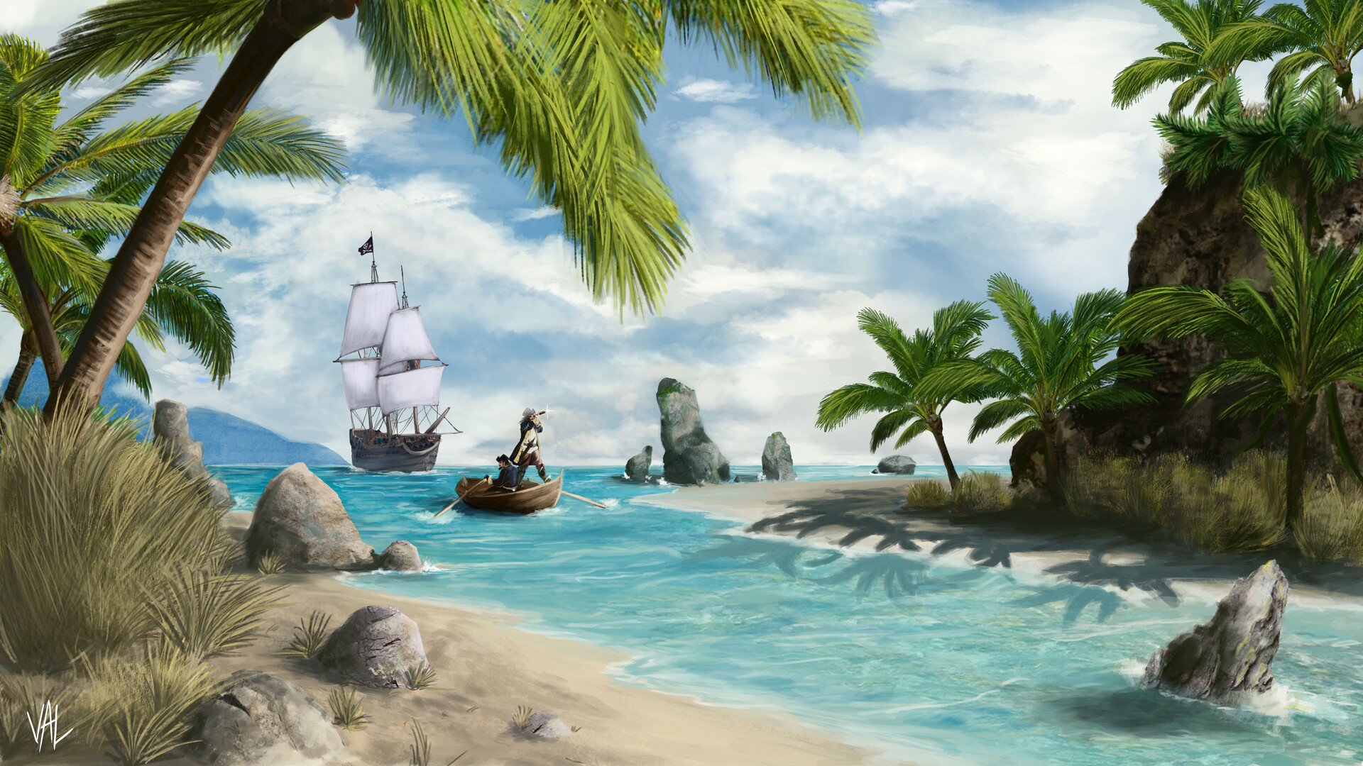 ArtStation - Pirates & a beach Painting
