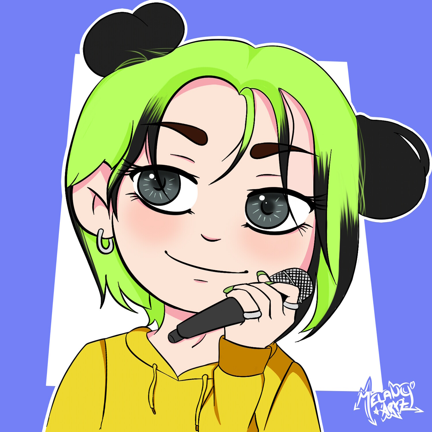 how to draw billie eilish chibi