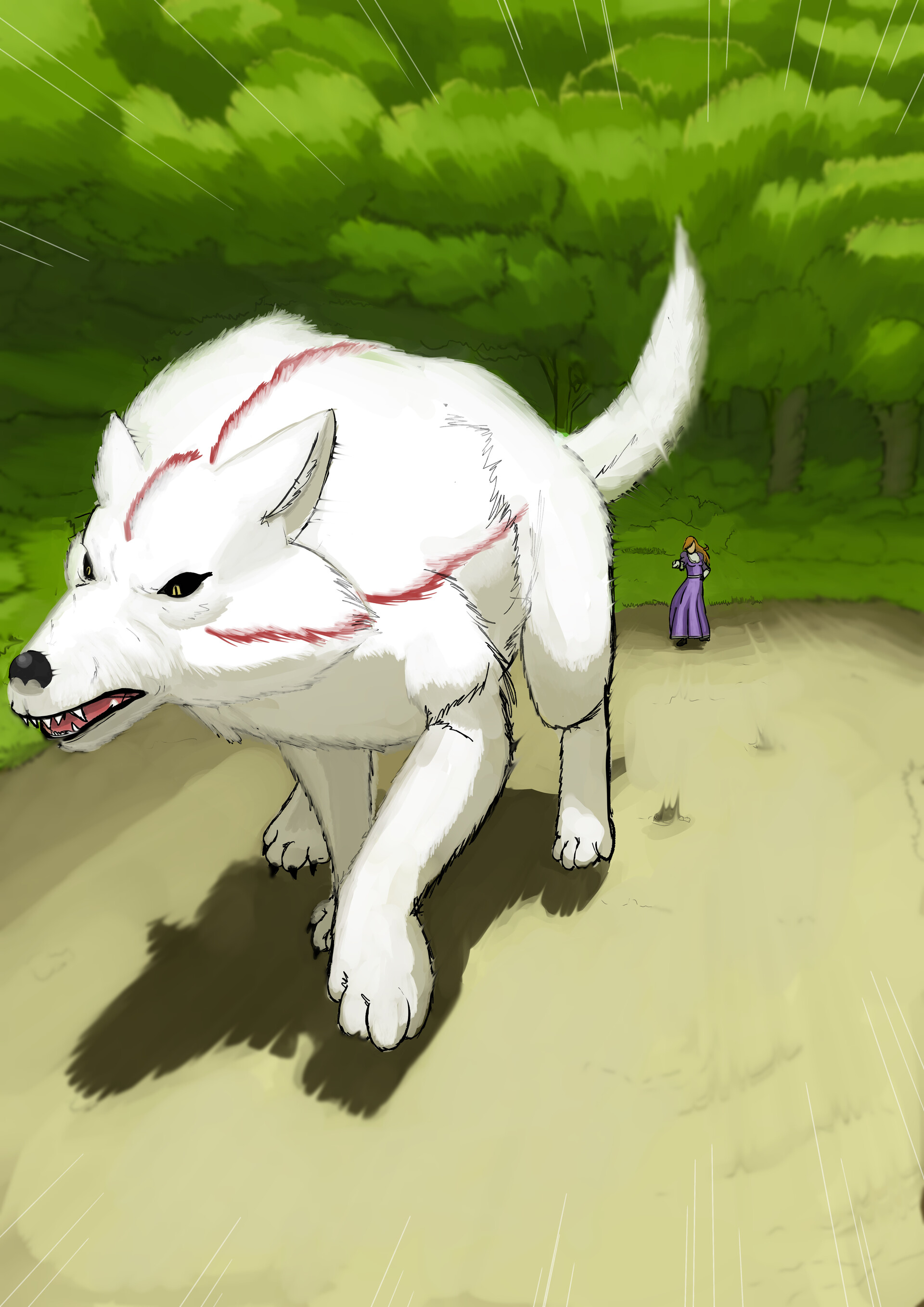 huge wolf attacks dog