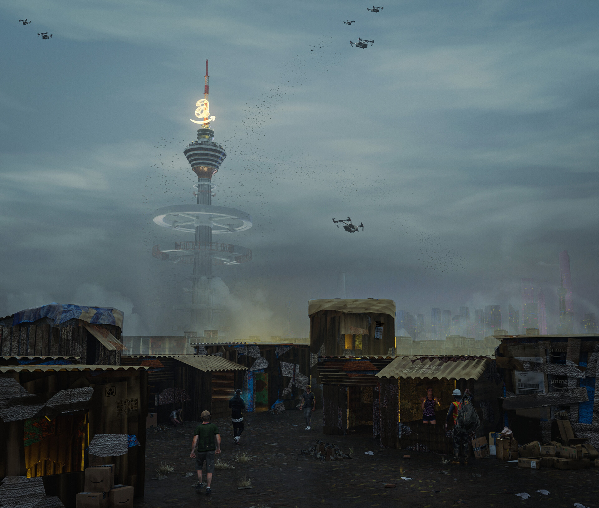 ArtStation - cardboard slum