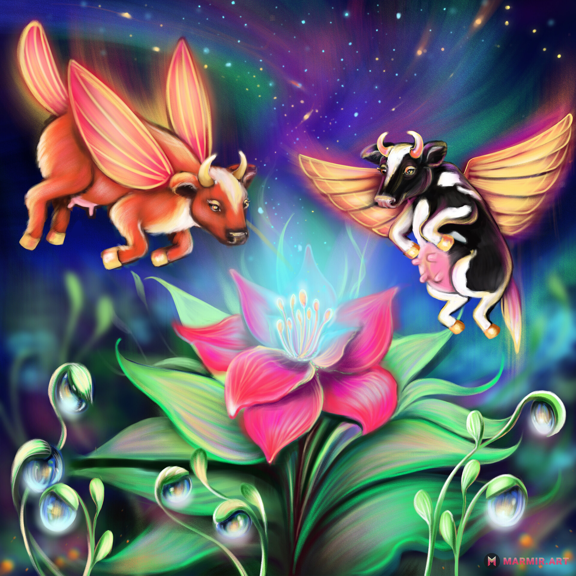 ArtStation - Flying Cows | Mystery Animals | Illustration | Time-Lapse