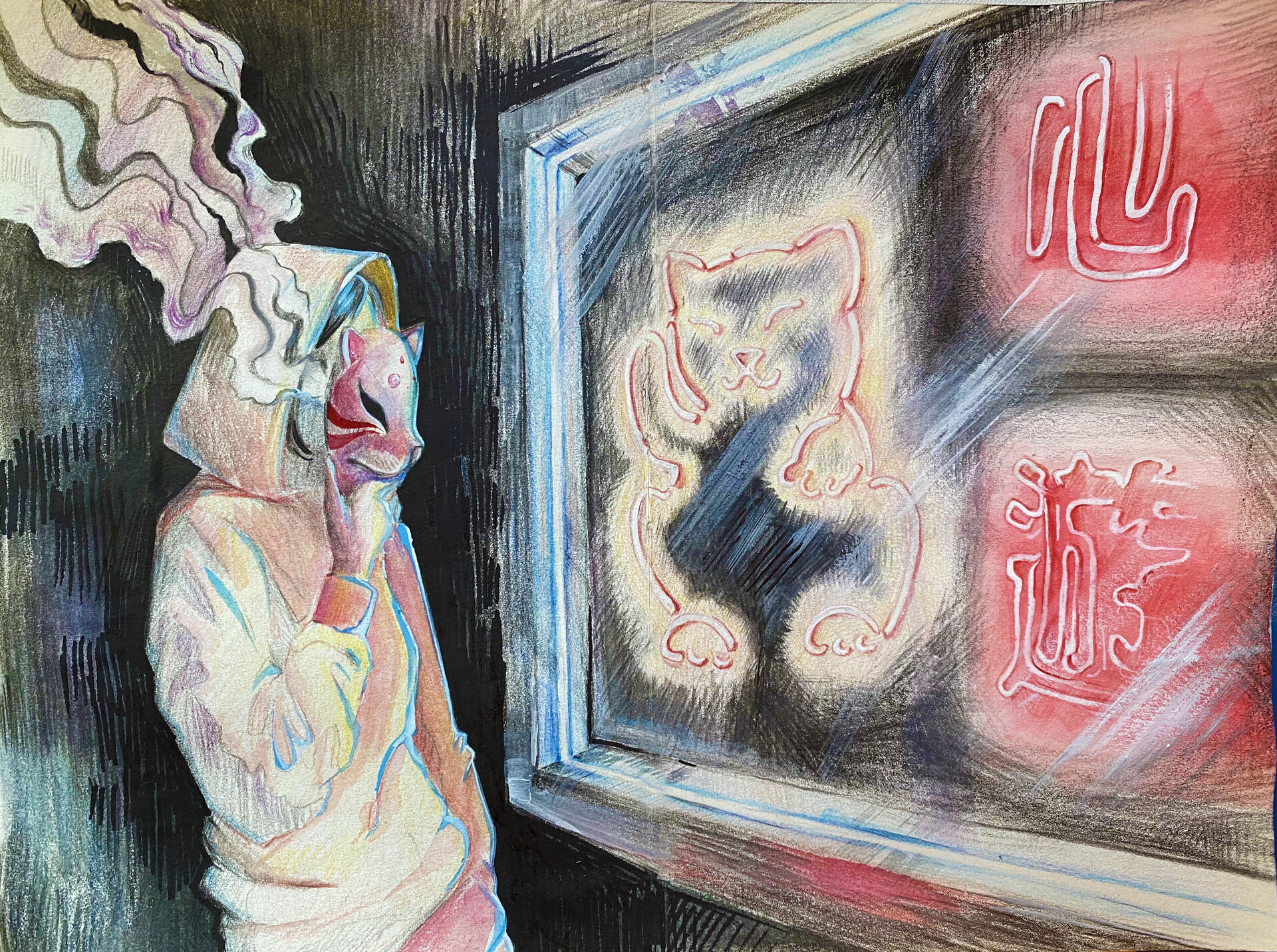 ArtStation - Neon cat mask