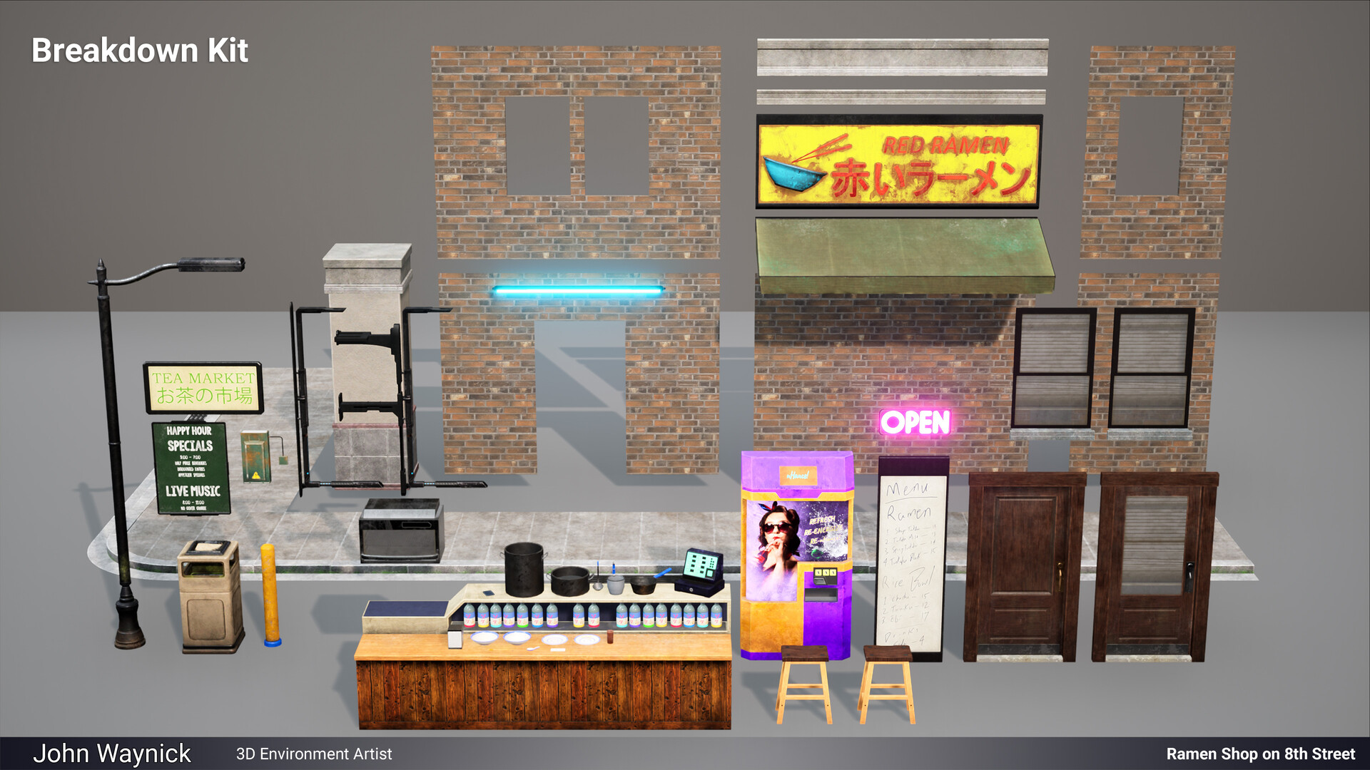 John Waynick: Environment Artist - Ramen Shop on 8th Street Breakdown