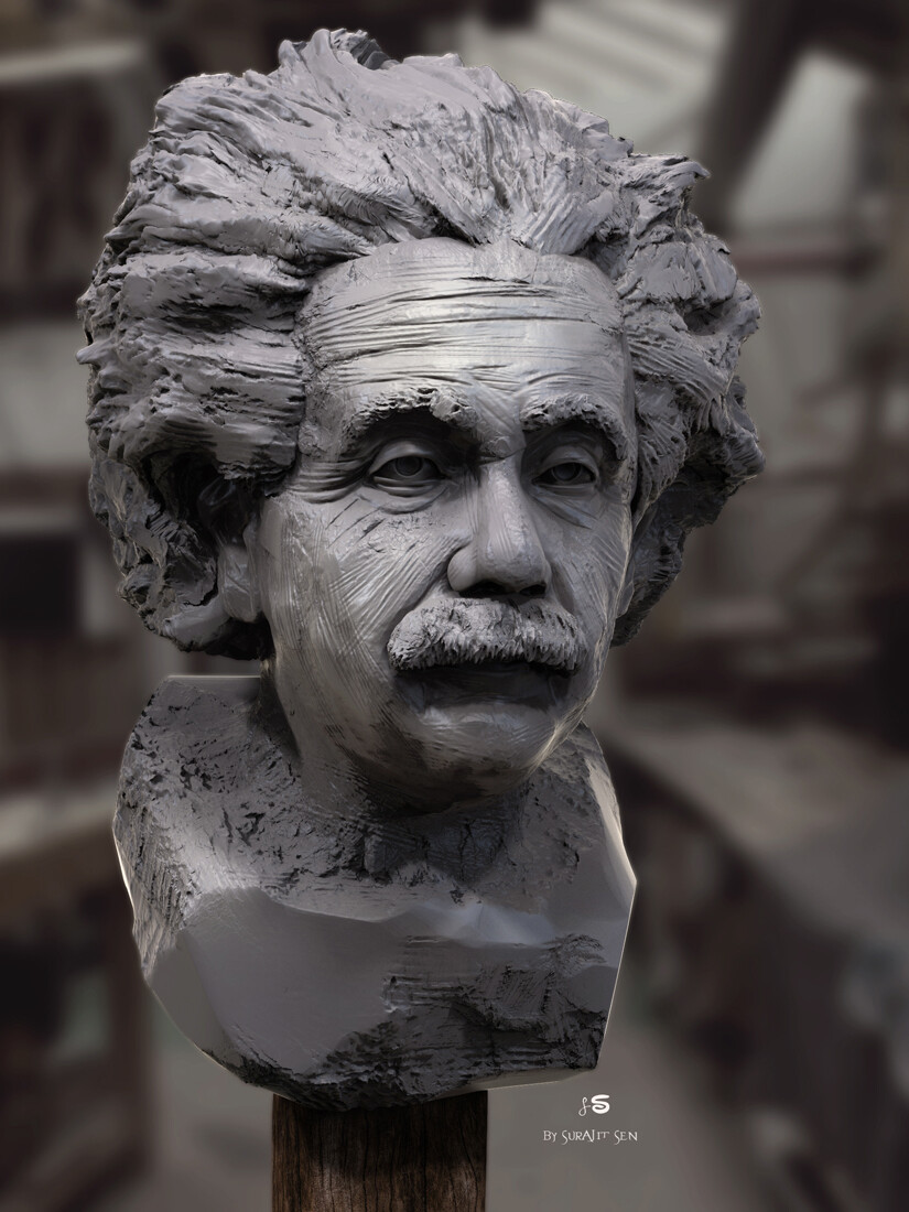 ArtStation - Albert Einstein - Digital Sculpture by Surajit Sen