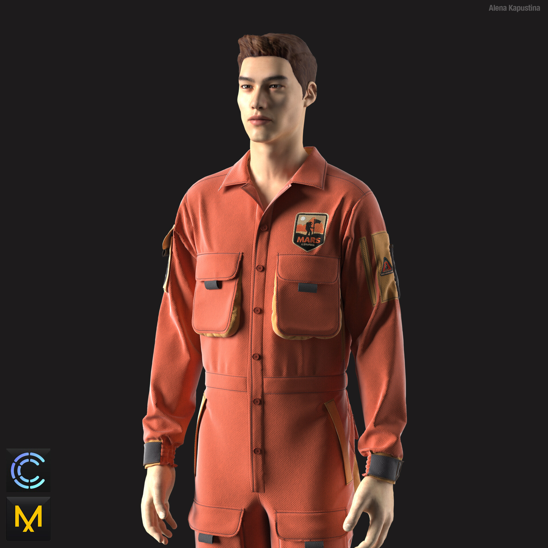 ArtStation - Men's overalls / Marvelous designer