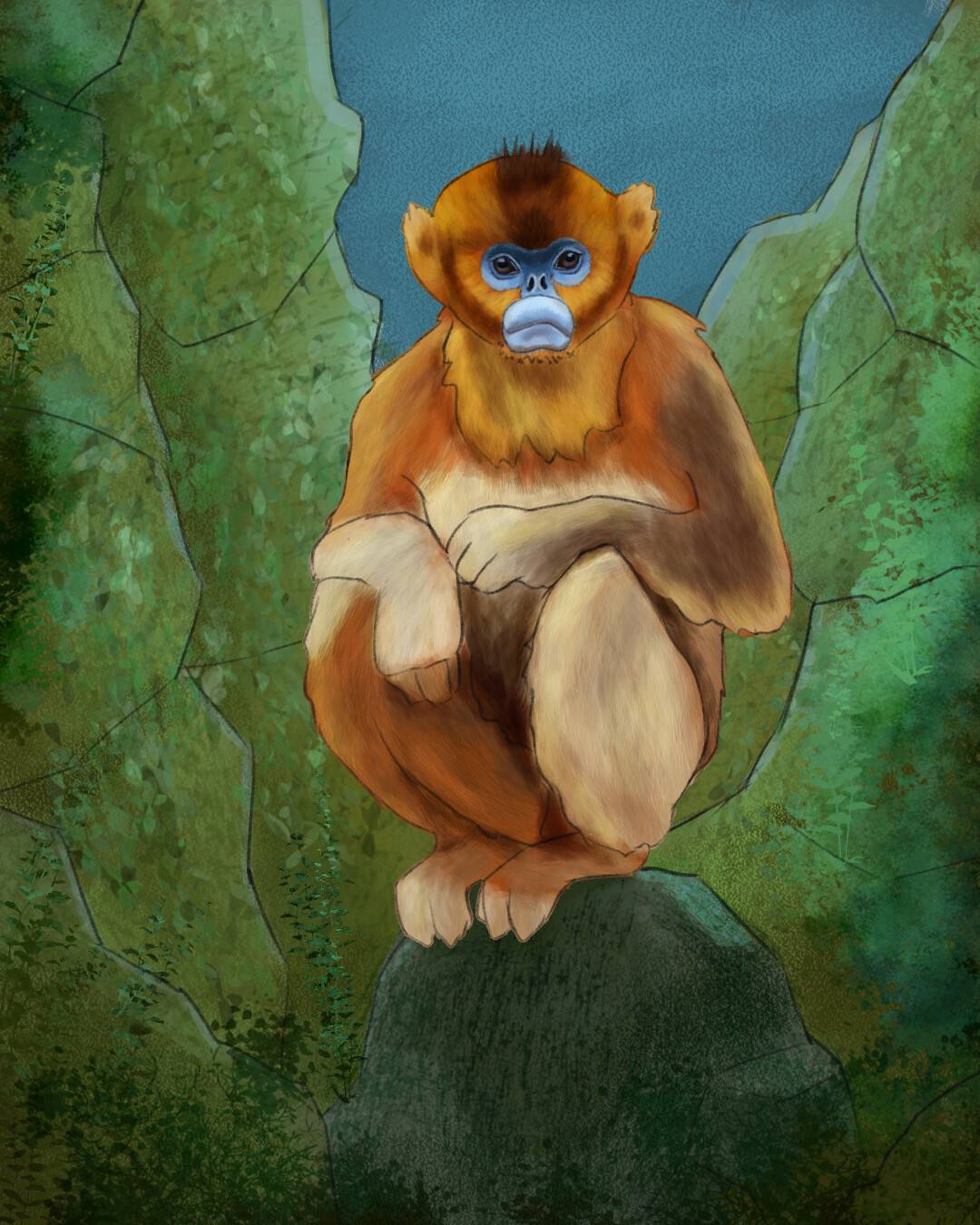 ArtStation - Aperil day 30: Golden snub-nosed monkey