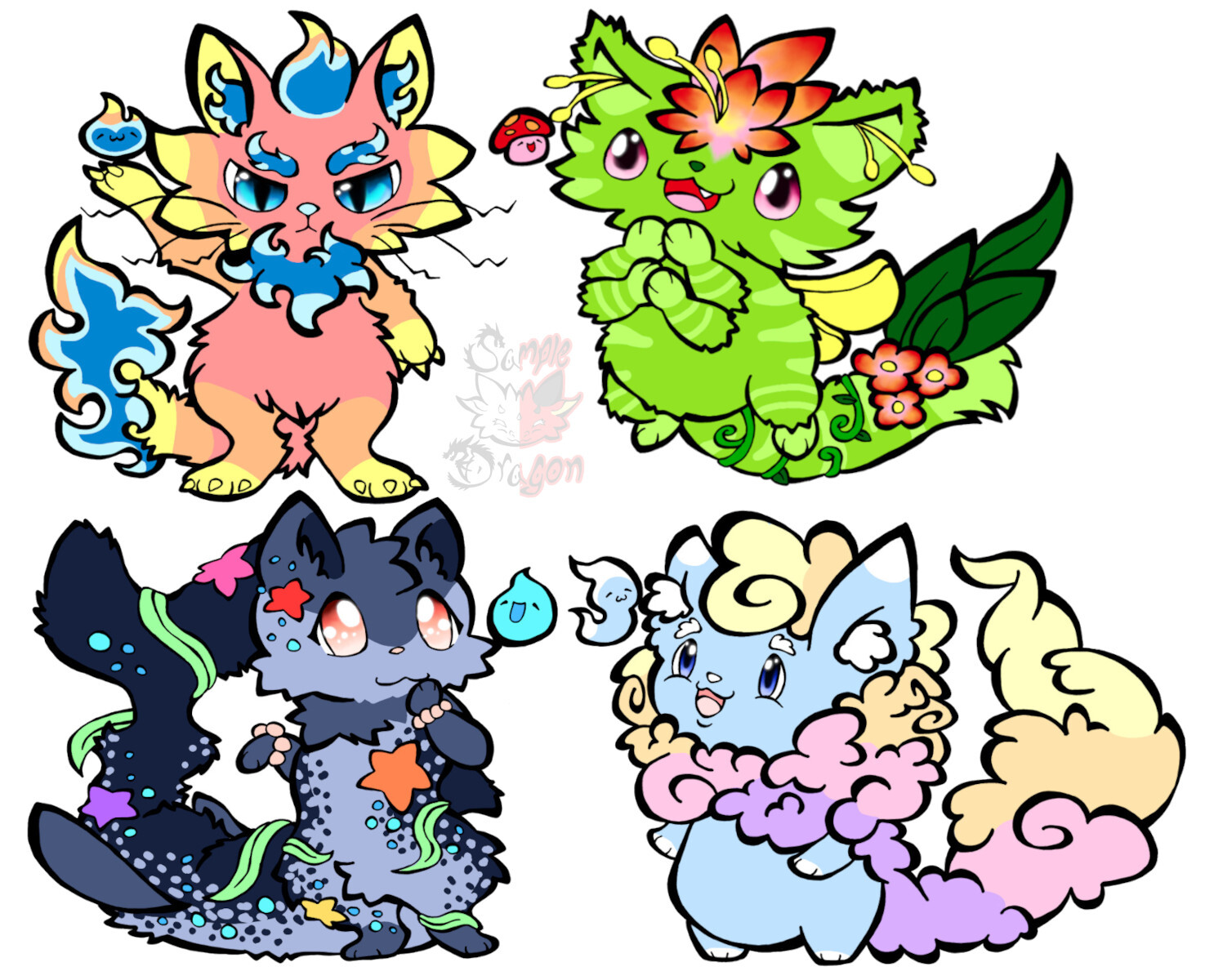 ArtStation - Elemental Cats Coloring Page Free2Use