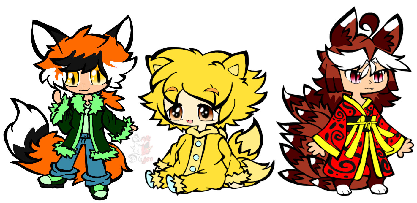 ArtStation - Chibi Fox Boys Coloring Page Free2Use