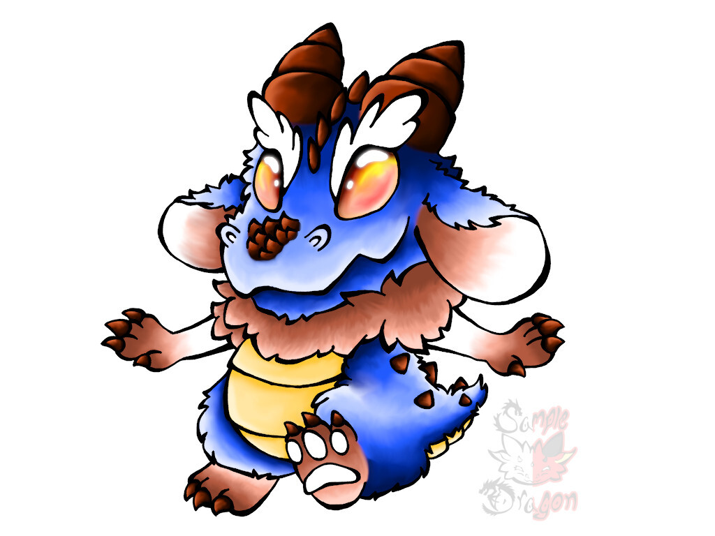 ArtStation - Chibi Fuzzy Dragon Coloring Page Free2Use