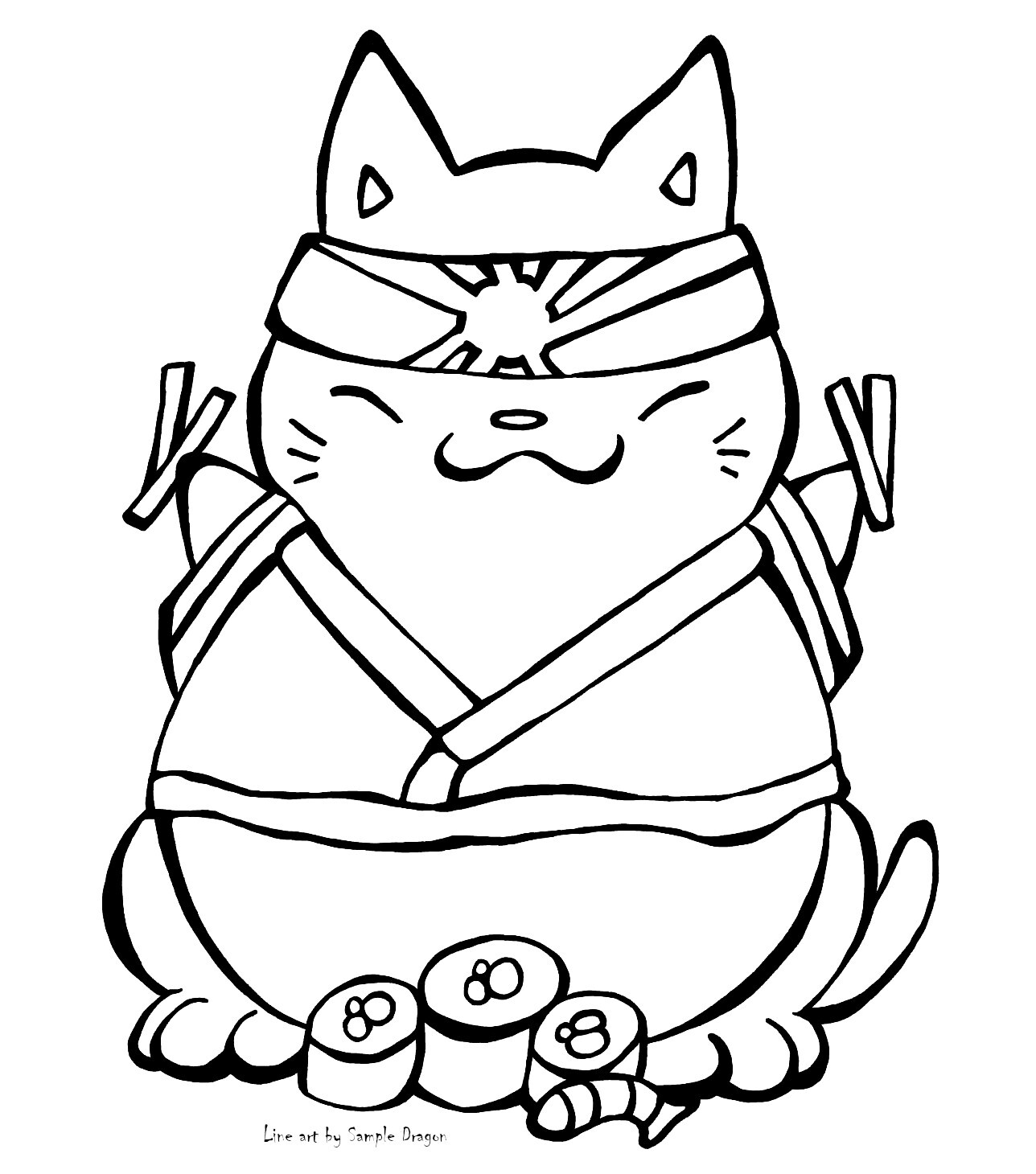 samurai cat coloring pages