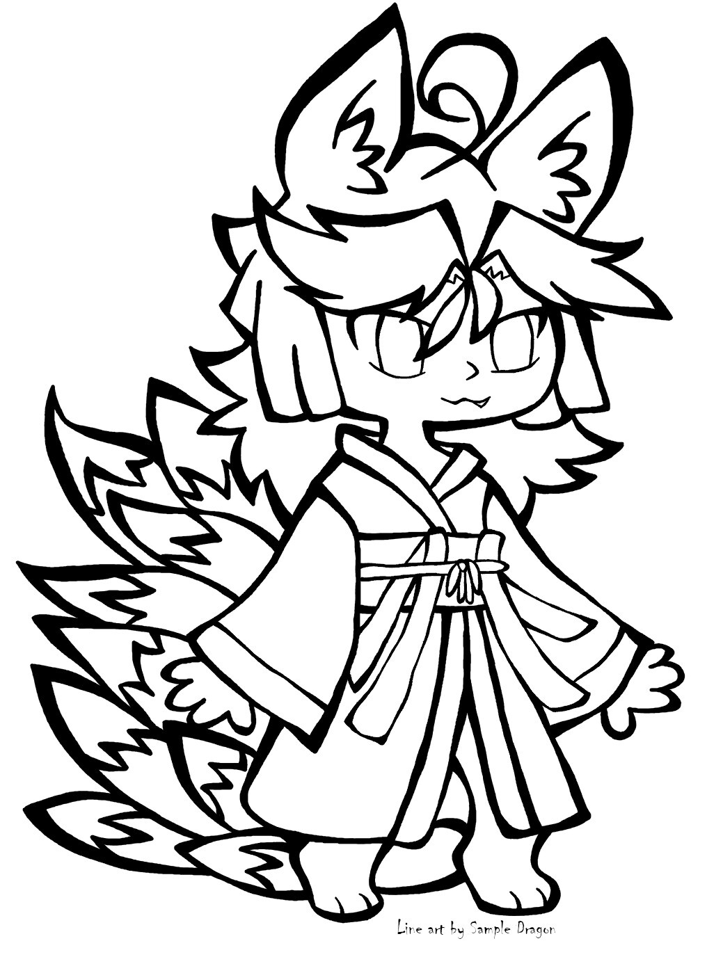 dragon fox coloring page