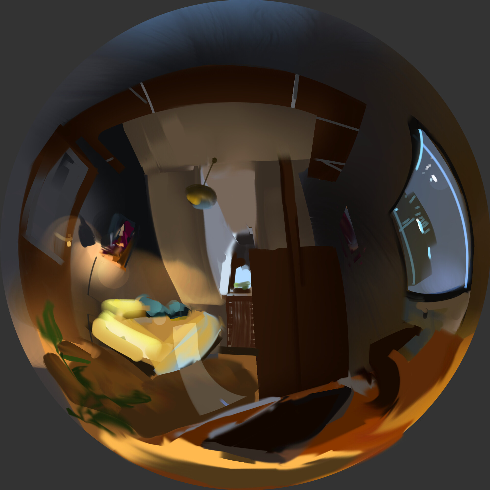 ArtStation - fisheye interior study