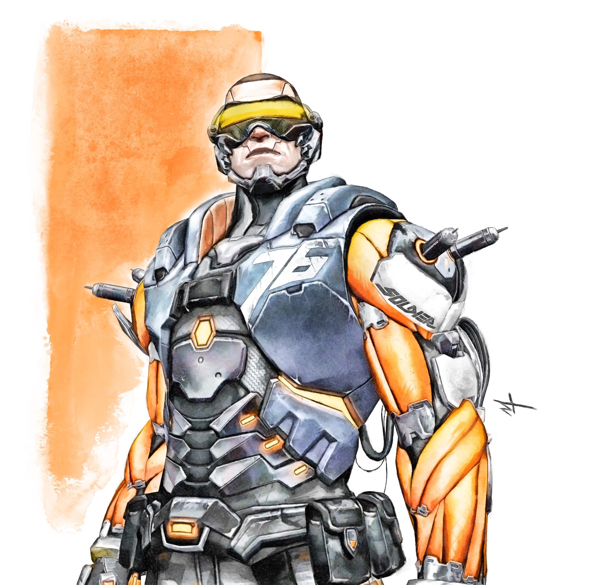 how to draw overwatch soldier 76