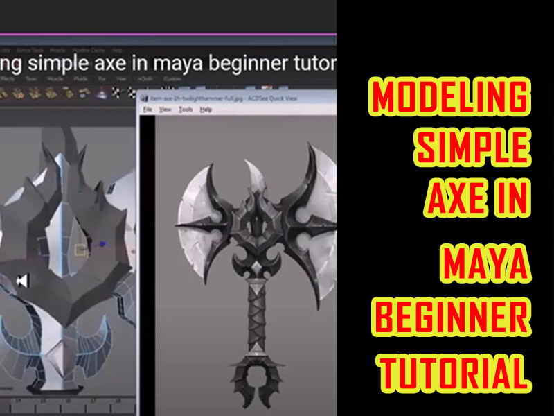 ArtStation - 3ds maya tutorial for beginners | Modeling simple axe in maya beginner tutorial