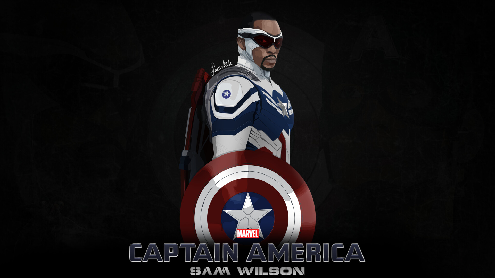 Kawshik Ghosh - Captain America (Sam Wilson) Vector Portrait