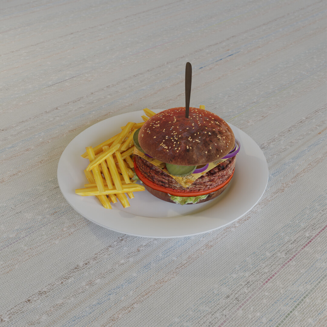 ArtStation - Burger with Fries