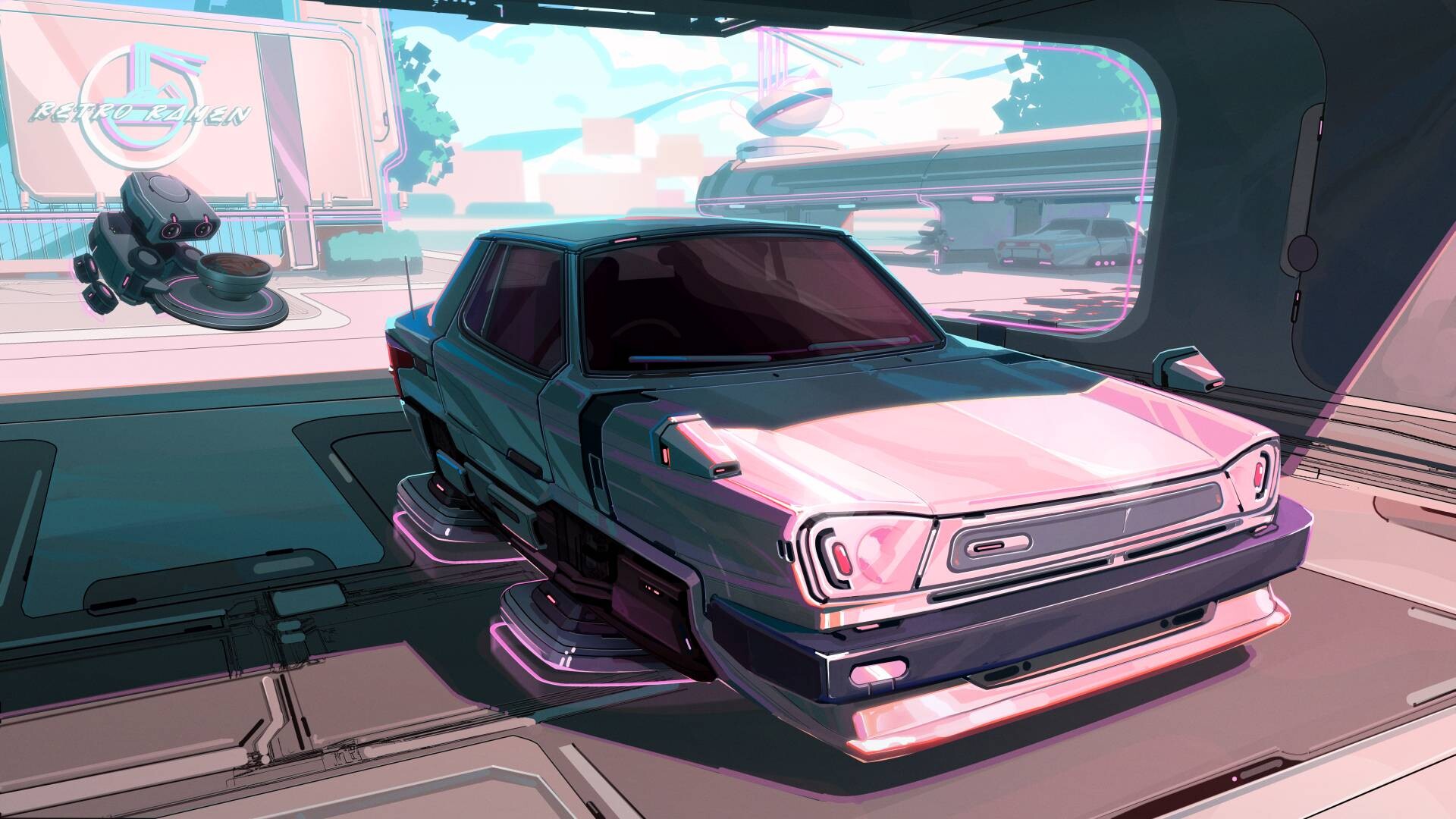 ArtStation - Retro Ramen Drive-In by Kenny Vo