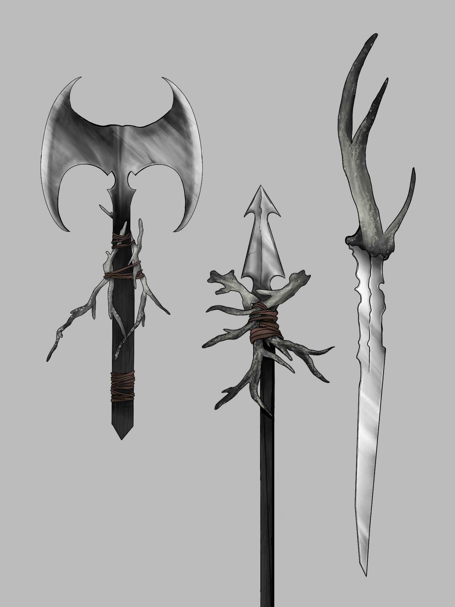 Rain Jacob - Weapon design - Antler weapon collection