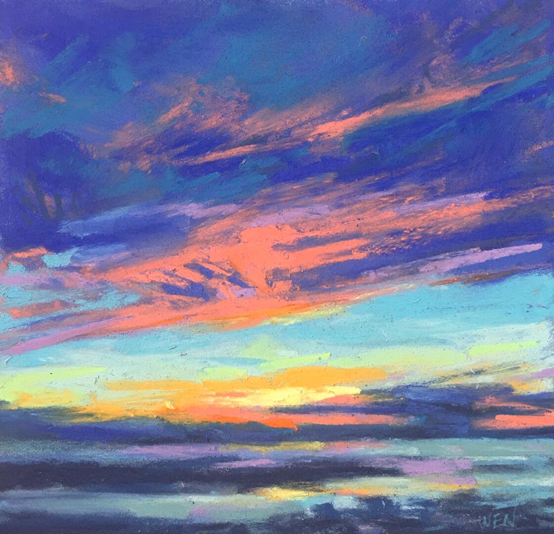 ArtStation - Sunset Impression - traditional painting in soft pastel