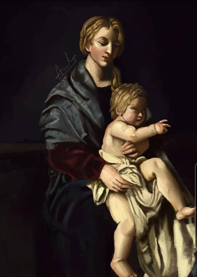 Aml Elsayed - painting study the virgin Mary