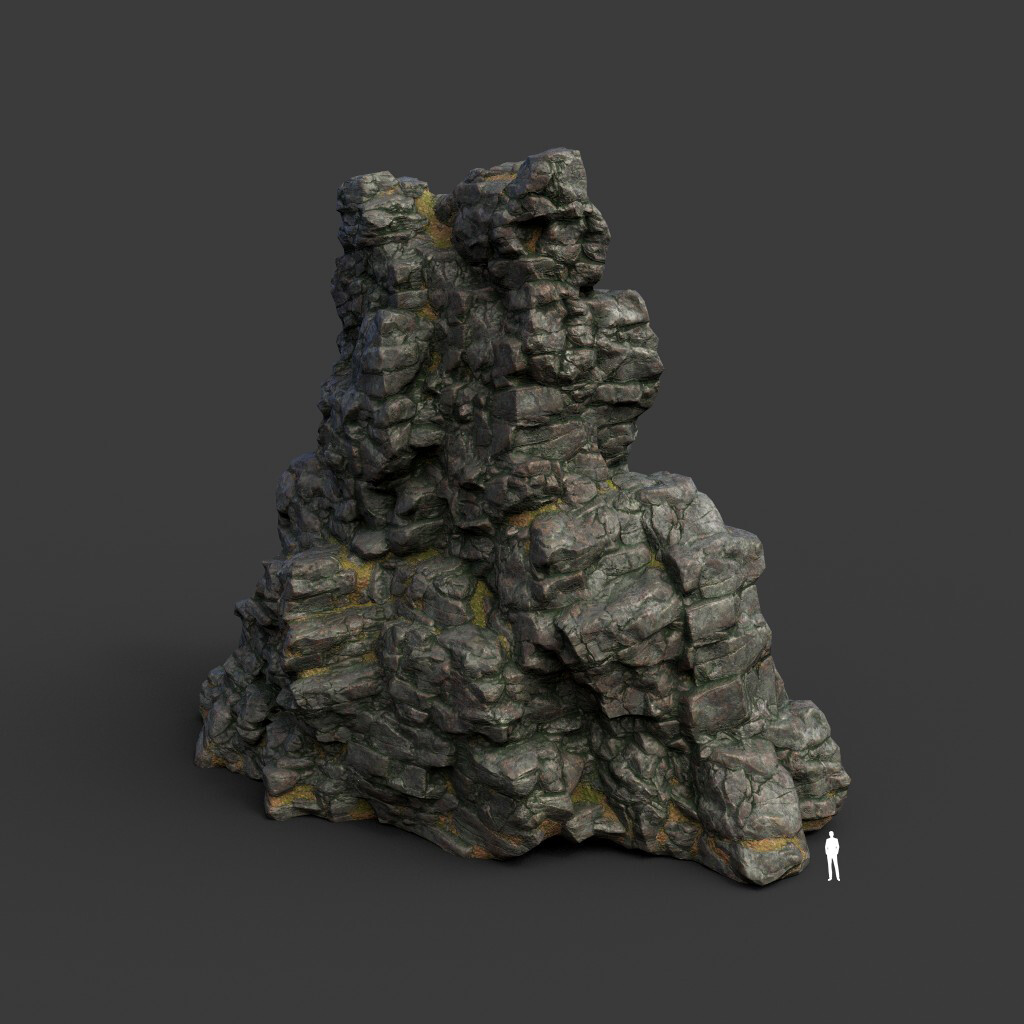 ArtStation - Low poly Tall Cliff Black Rock Collection 210502
