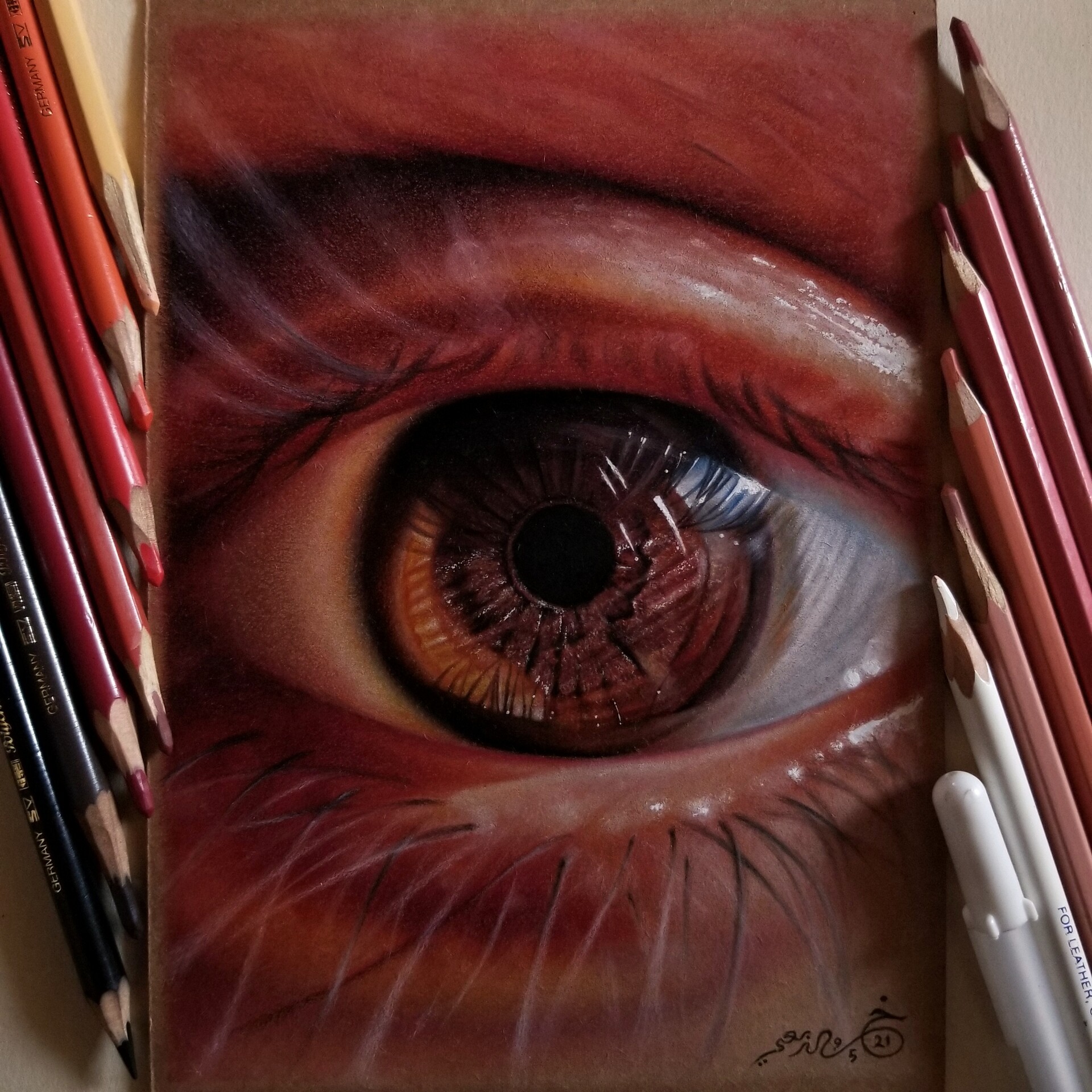 how to draw leather with colored pencil