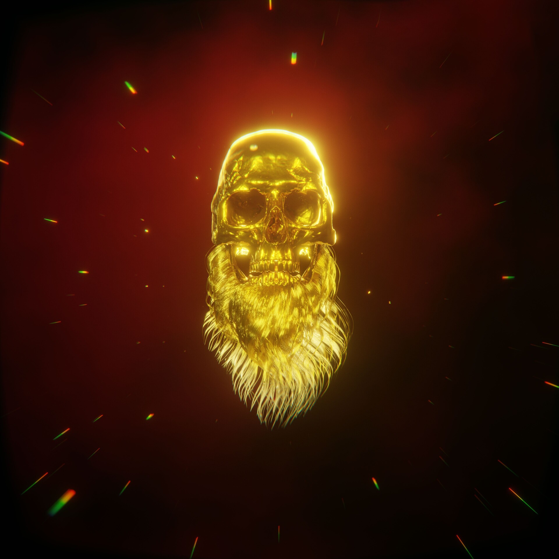 ArtStation - Bearded Golden Skull
