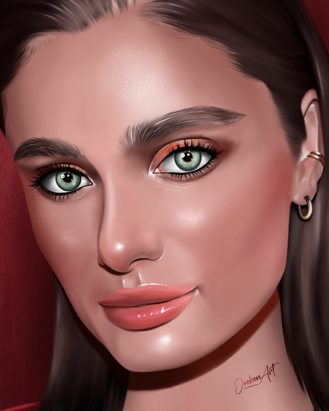 Jeeben Art - Taylor Hill : "Red" Portrait 2021