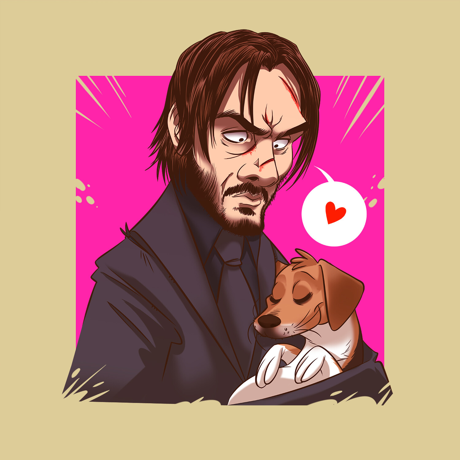 how to draw cartoon john wick