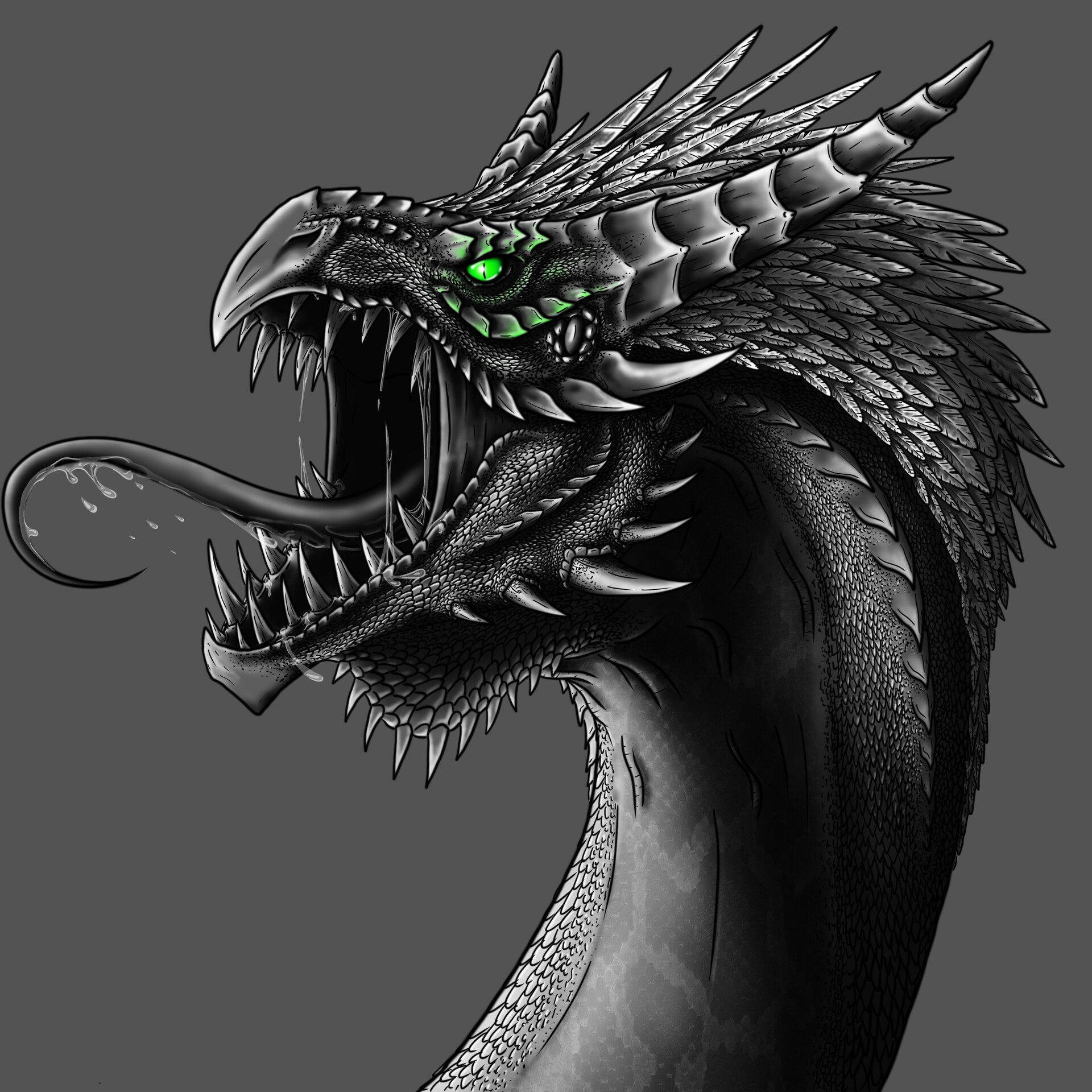 ArtStation - Green Eyes Dragon Sketch
