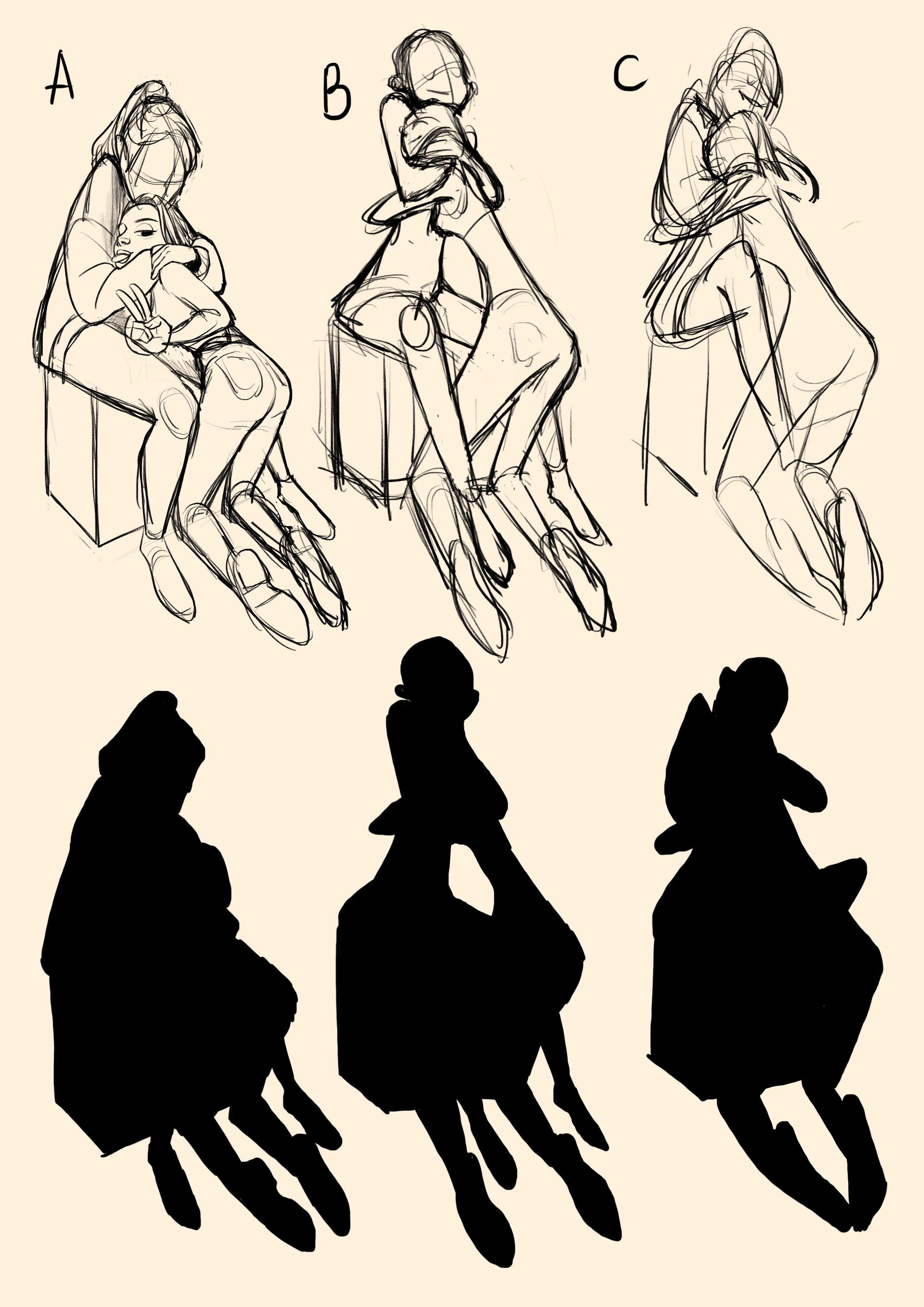 hugging sketch reference