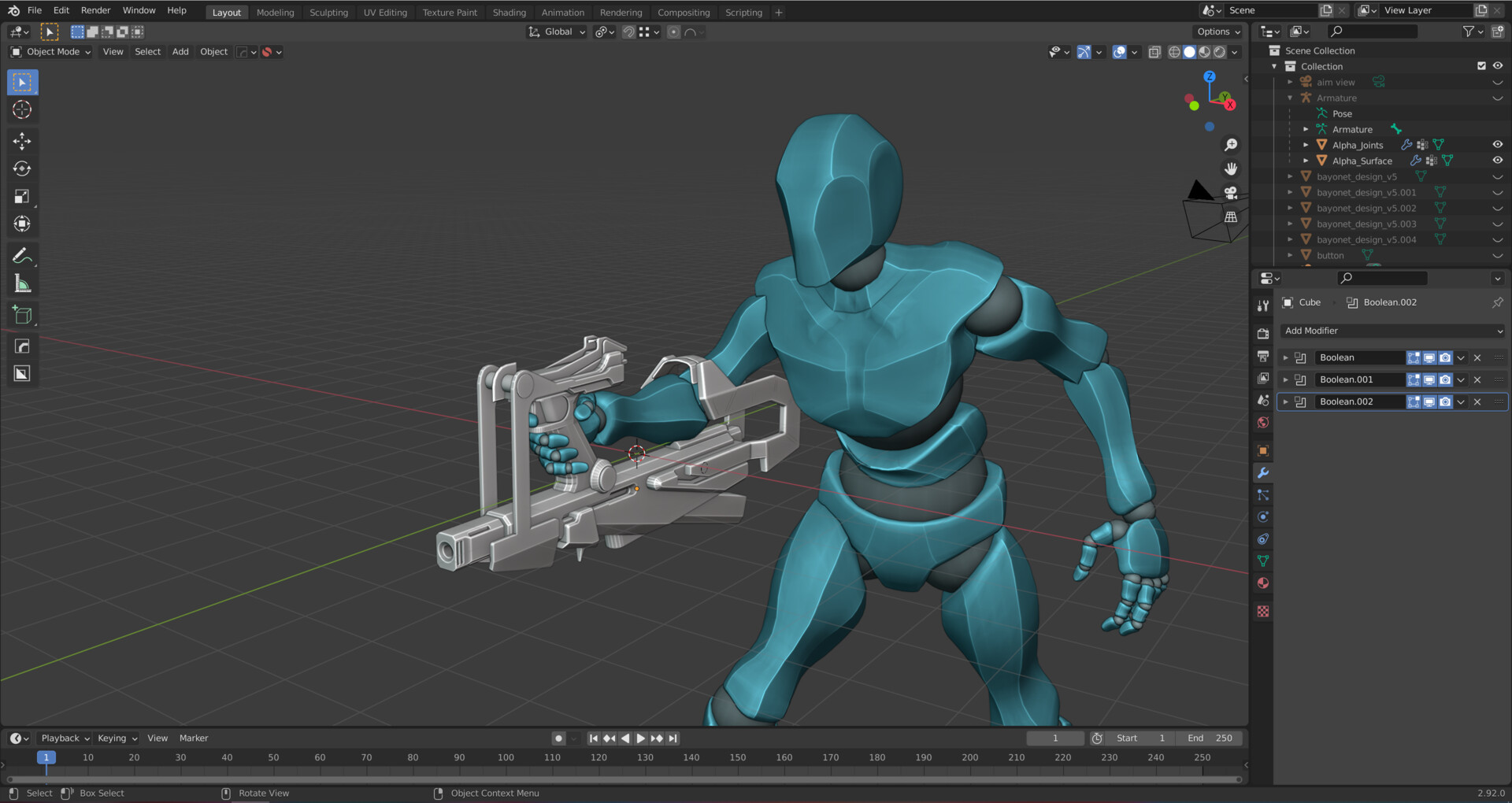 Designs of Hanzhong Wang - Tonfa Submachine Gun - Weapon Design