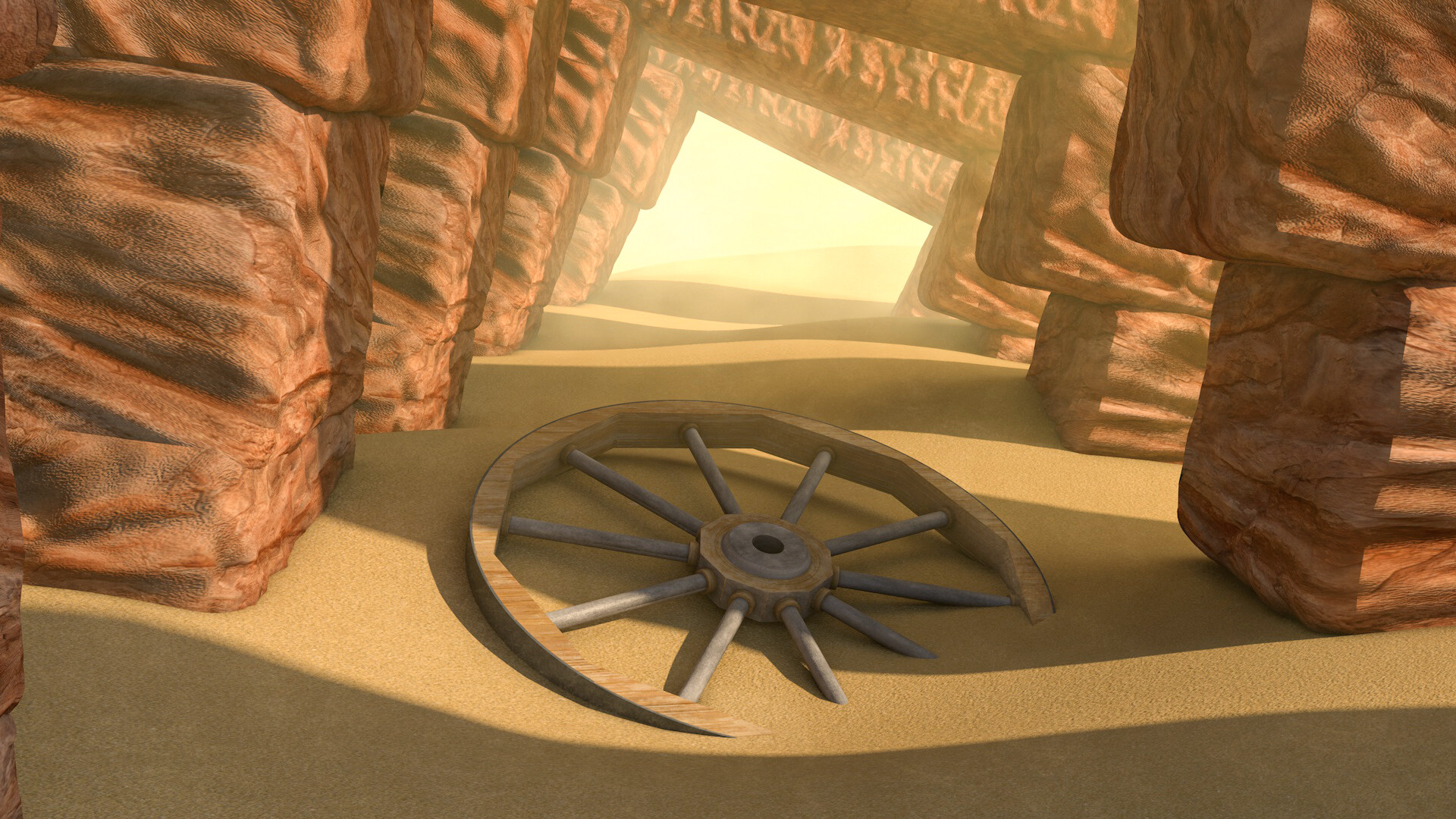 ArtStation - Wooden wheel in the desert
