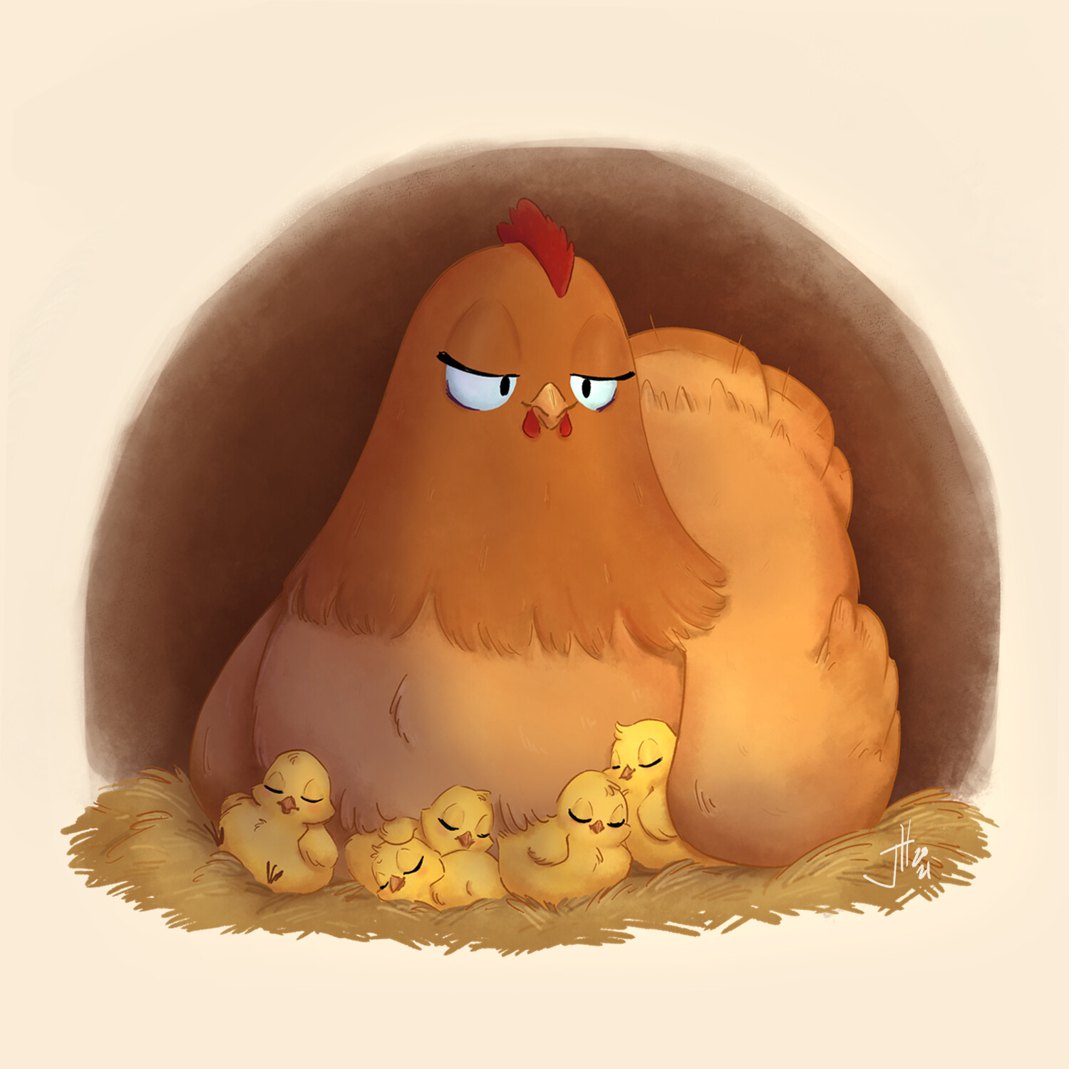 ArtStation - A Mother Hen and Her Chicks