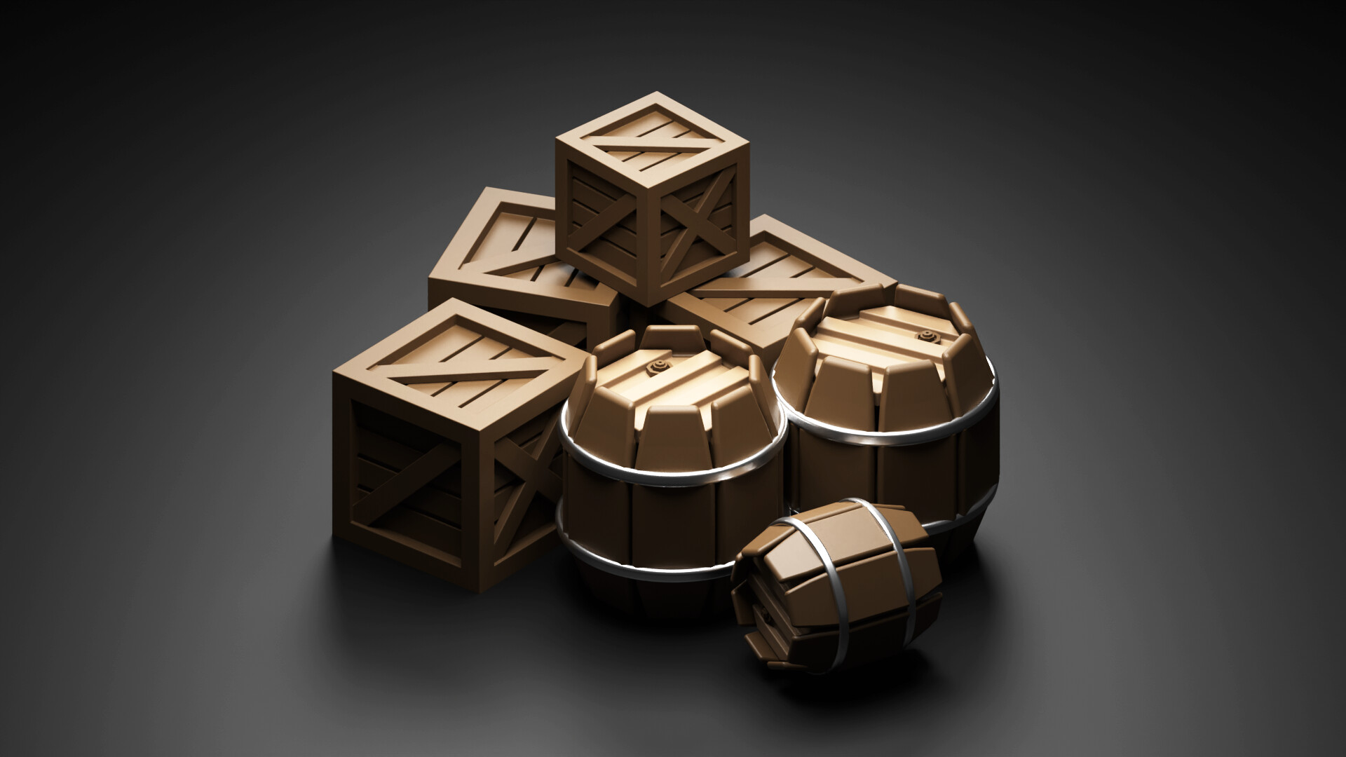 ArtStation - Wooden Barrel and Crate