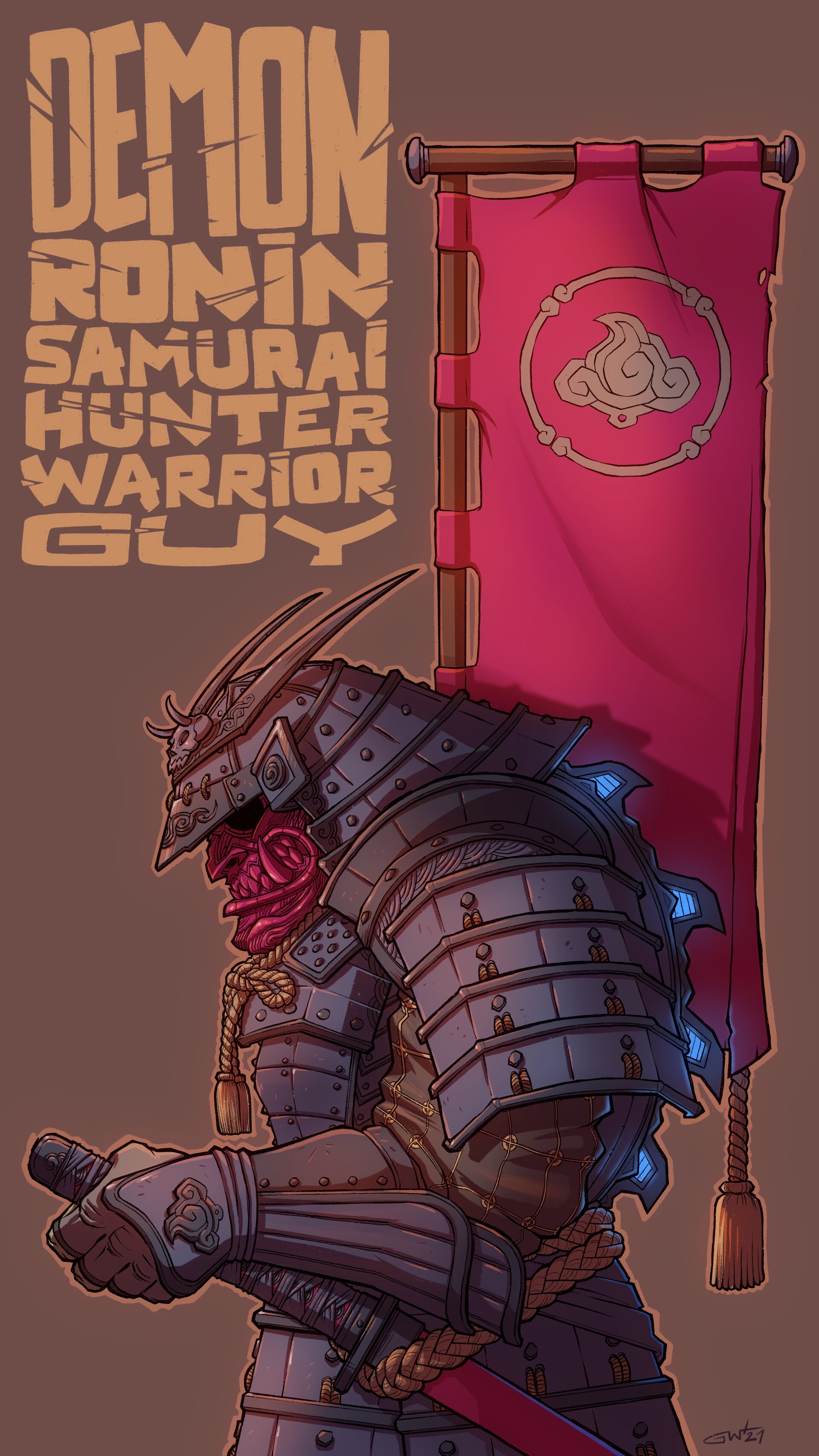 ArtStation - Demon ronin samurai hunter warrior guy