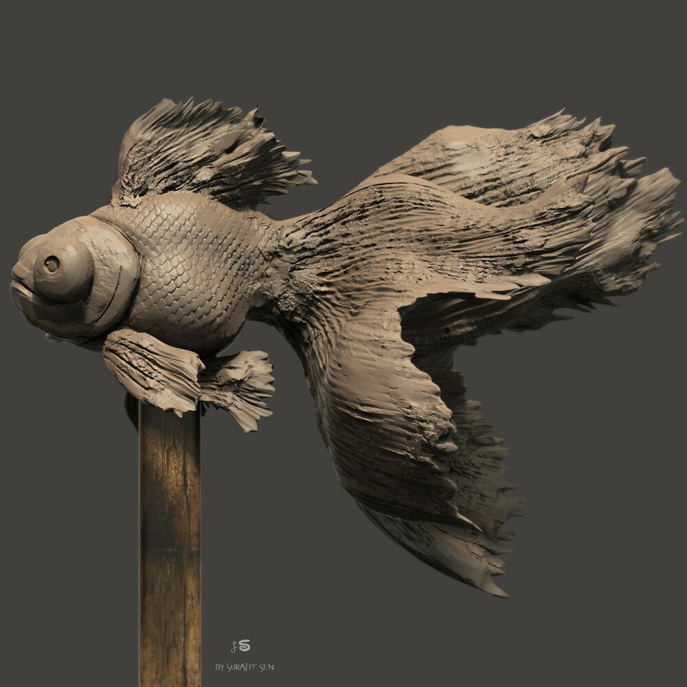 ArtStation - Goldfish- Digital Sculpture by Surajit Sen