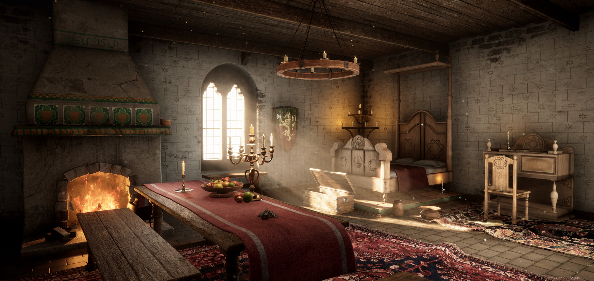 medieval bedroom background