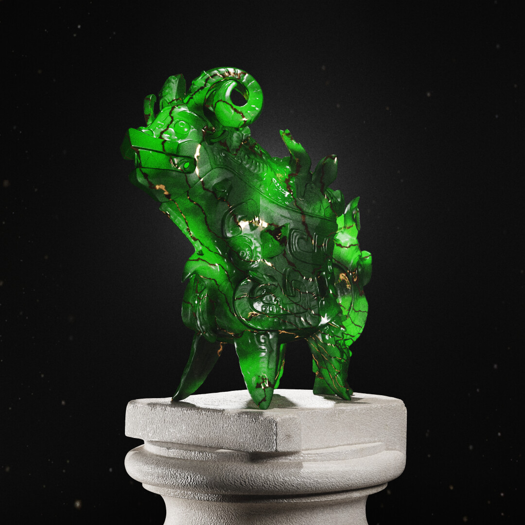 ArtStation - Lidded ritual ewer (guang) with taotie