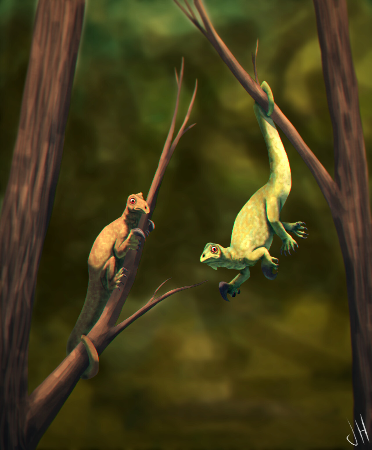 Jonathan Harris - Couple Drepanosaurs Hanging Out