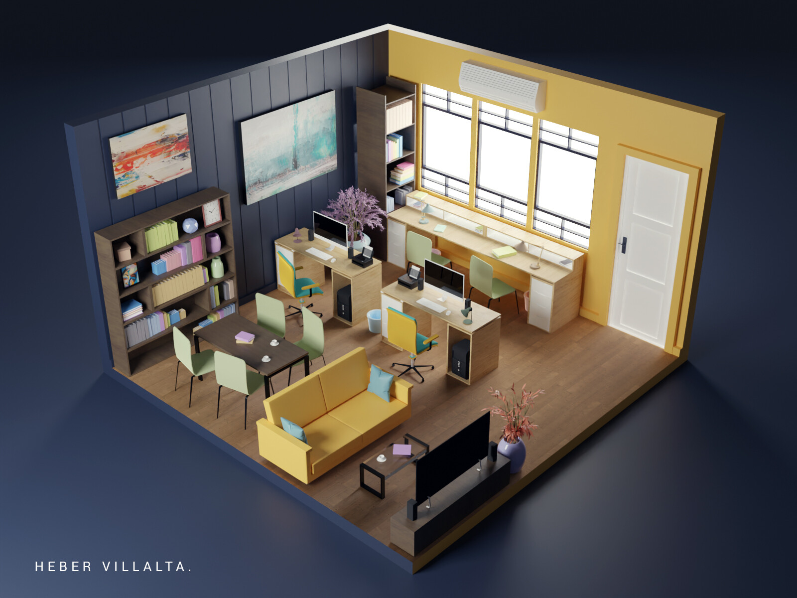 ArtStation - study Room In Blender 2.9