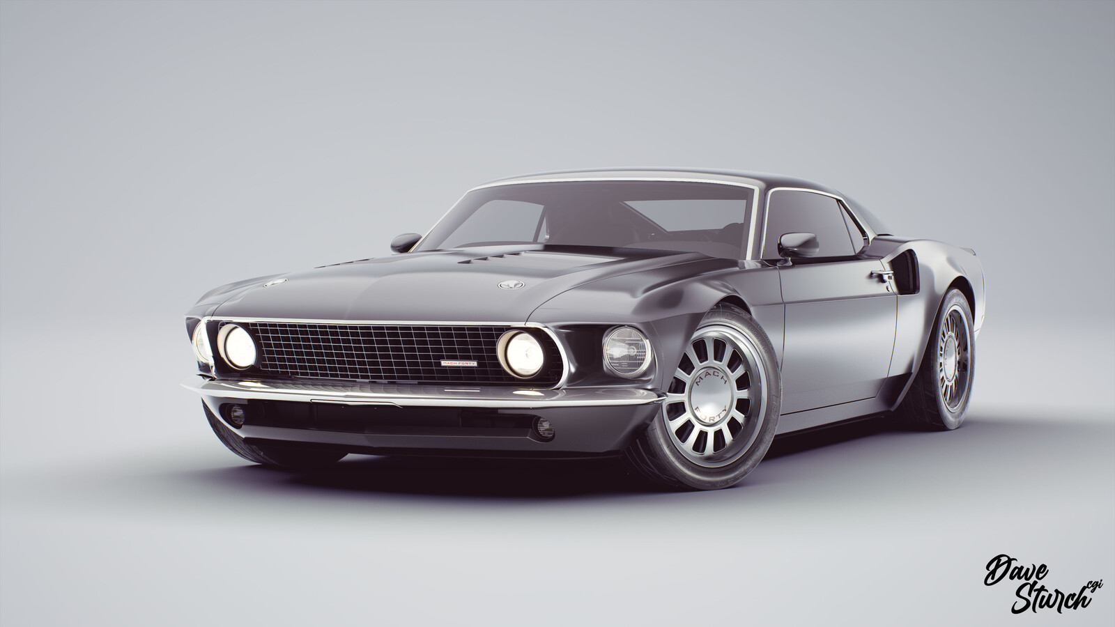 Dave Sturch - Mustang Mach 40 white studio scene.