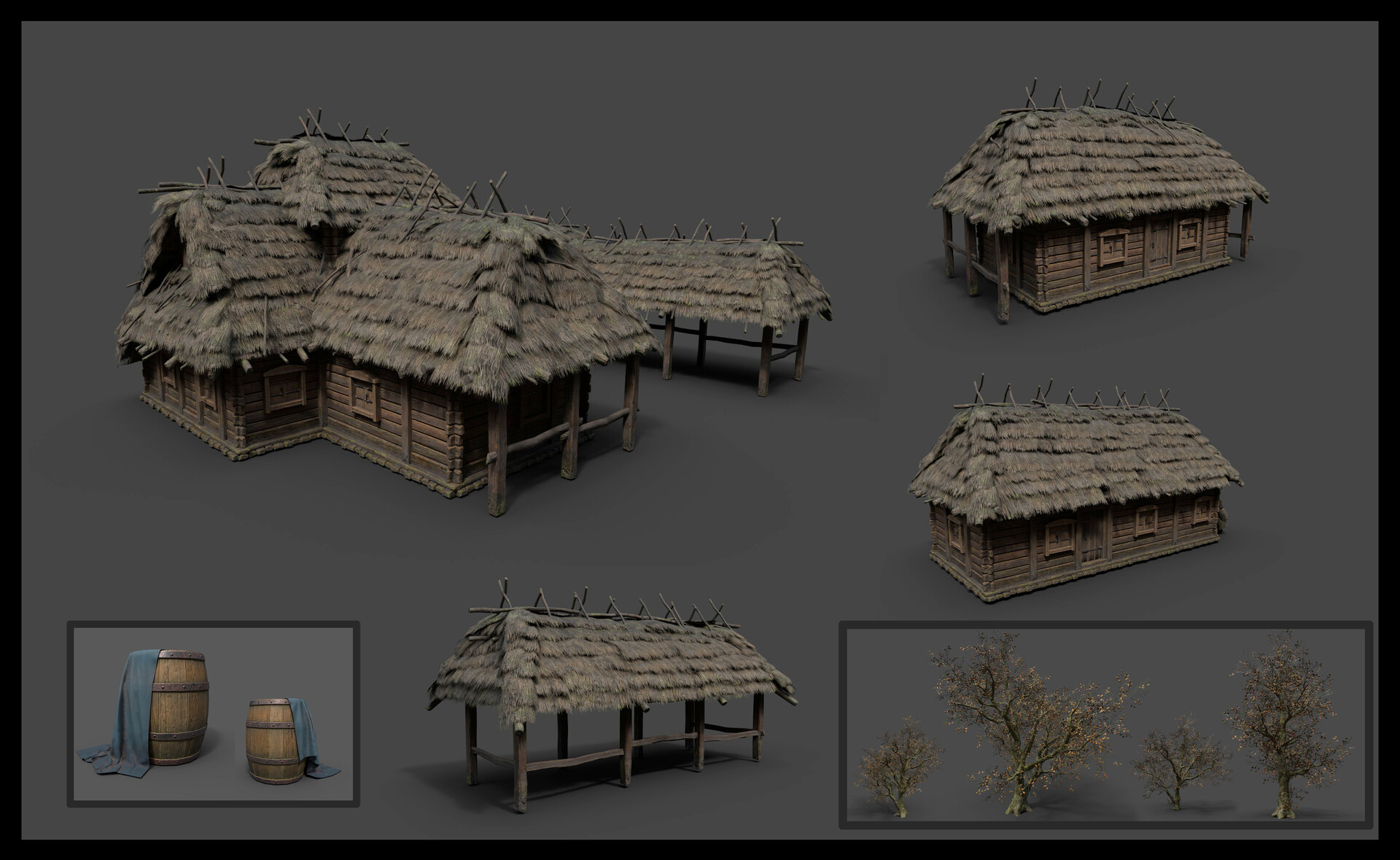 ArtStation - Thatched cottage 茅草屋