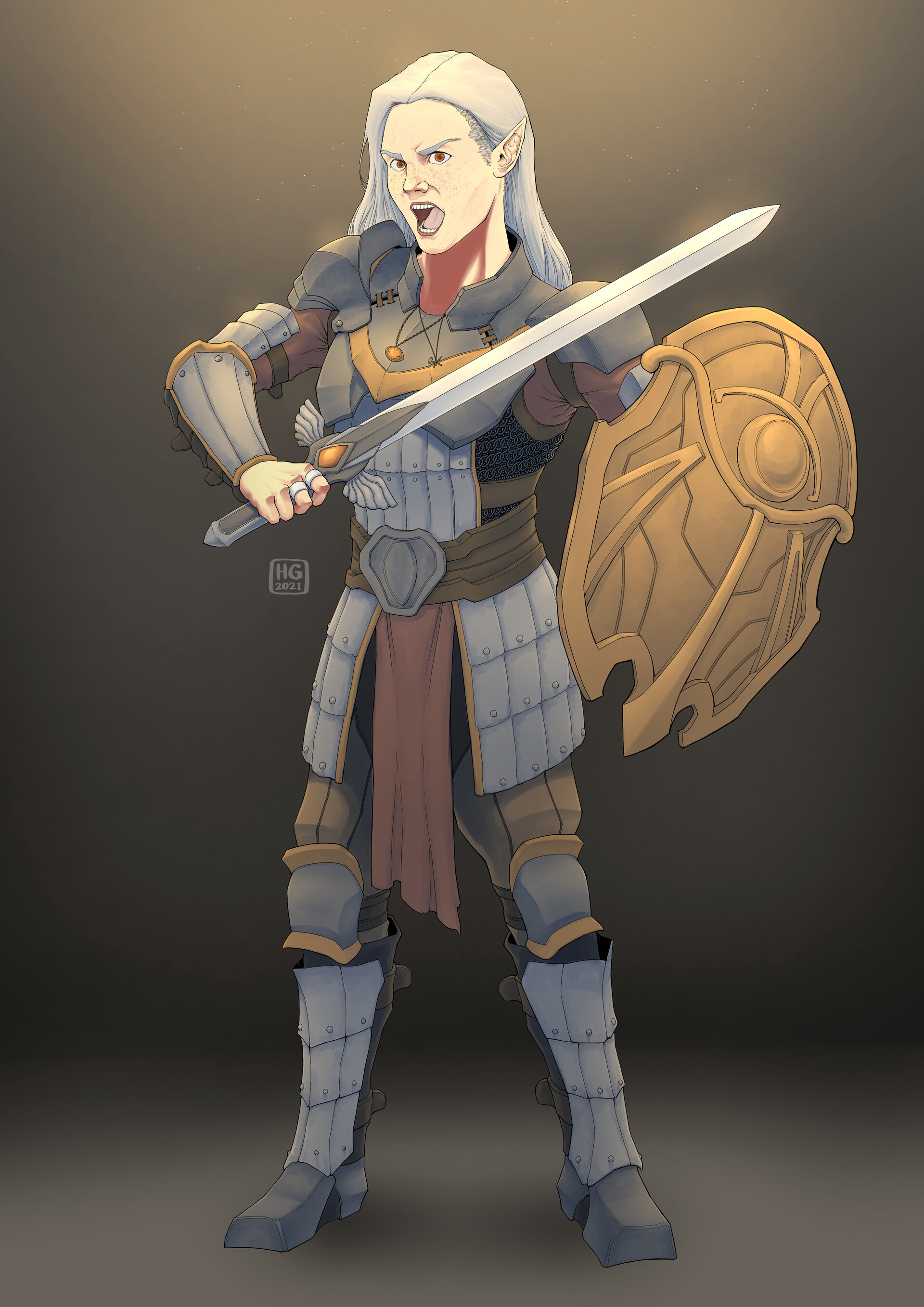 ArtStation - Dian, Half-Elf Half-Aasimar Paladin