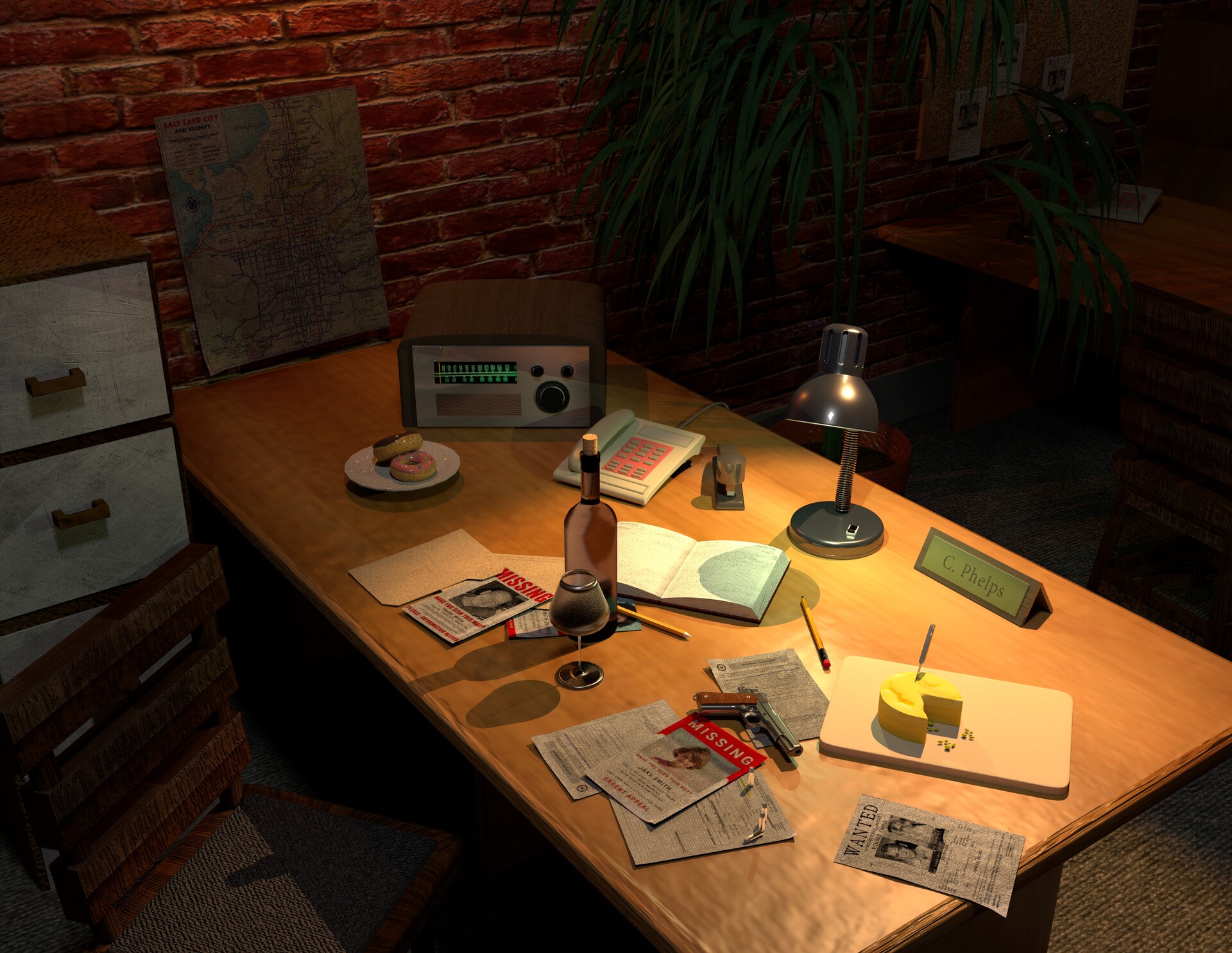 ArtStation - 3D police desk
