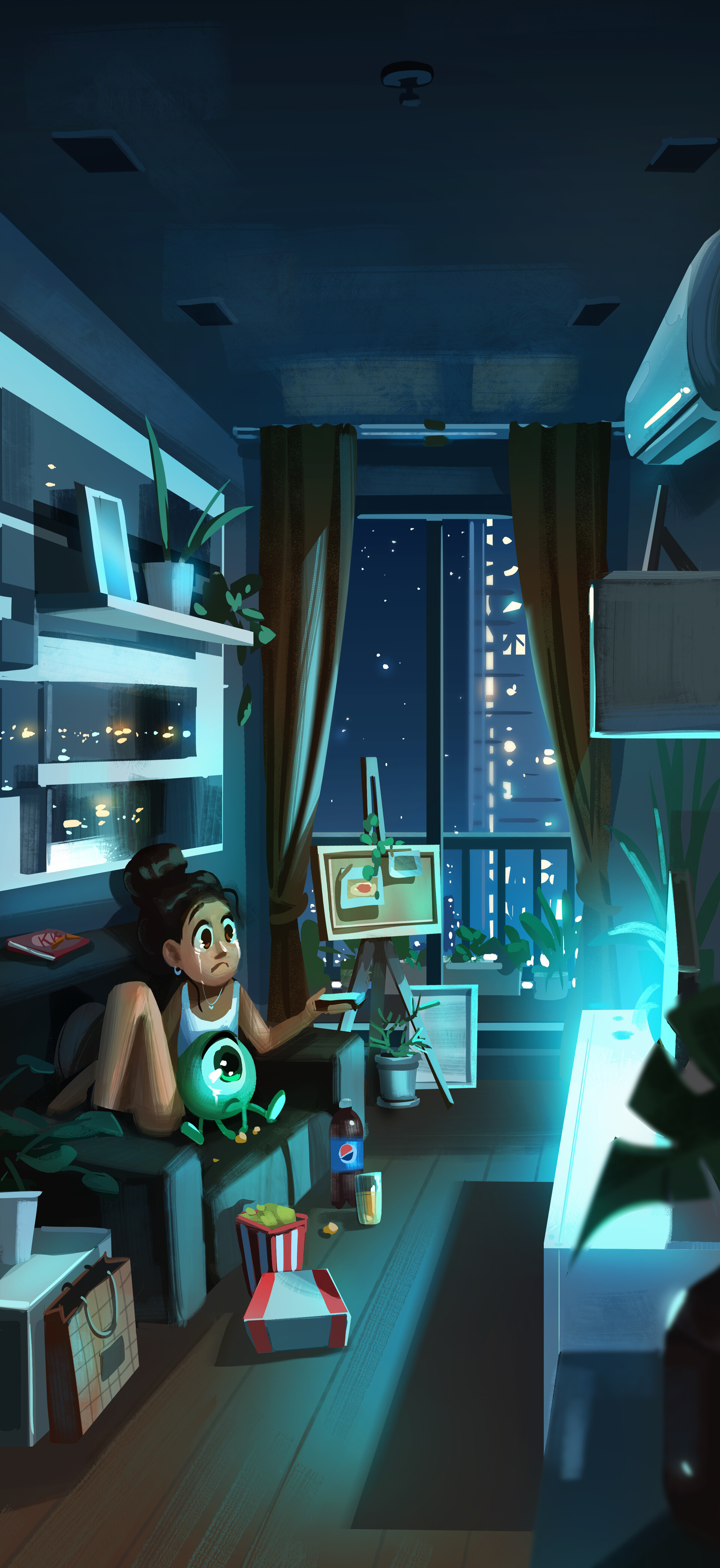 ArtStation - Me and Mike with Netflix... 🥺🍿 #MyQuarantine #Personalproject