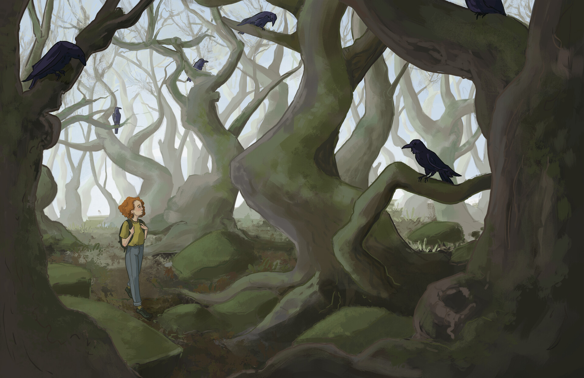 ArtStation - Forest with Crows