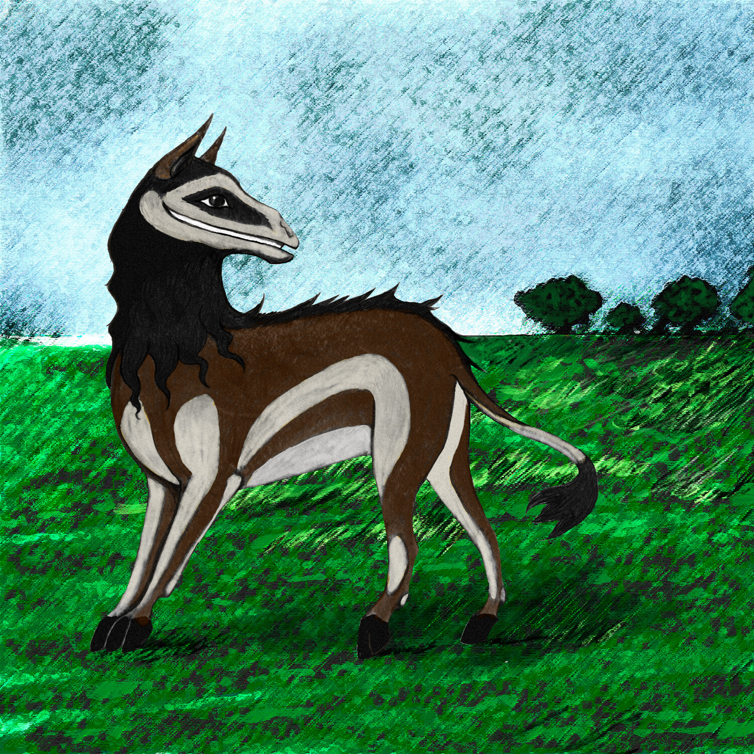 Black And Green Anime Wolf With Wings