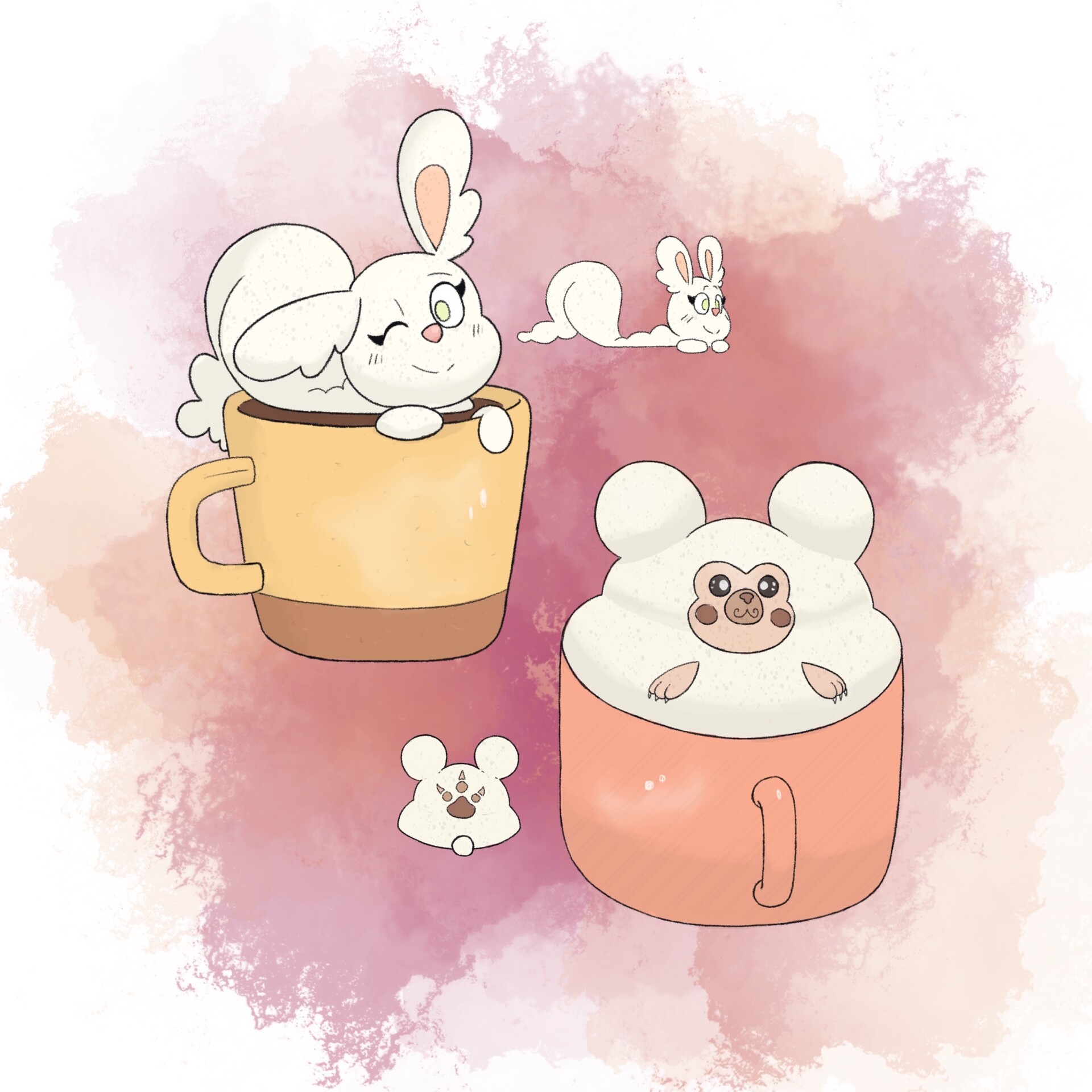 ArtStation - Coffee Themed Characters - Bunny & Bear