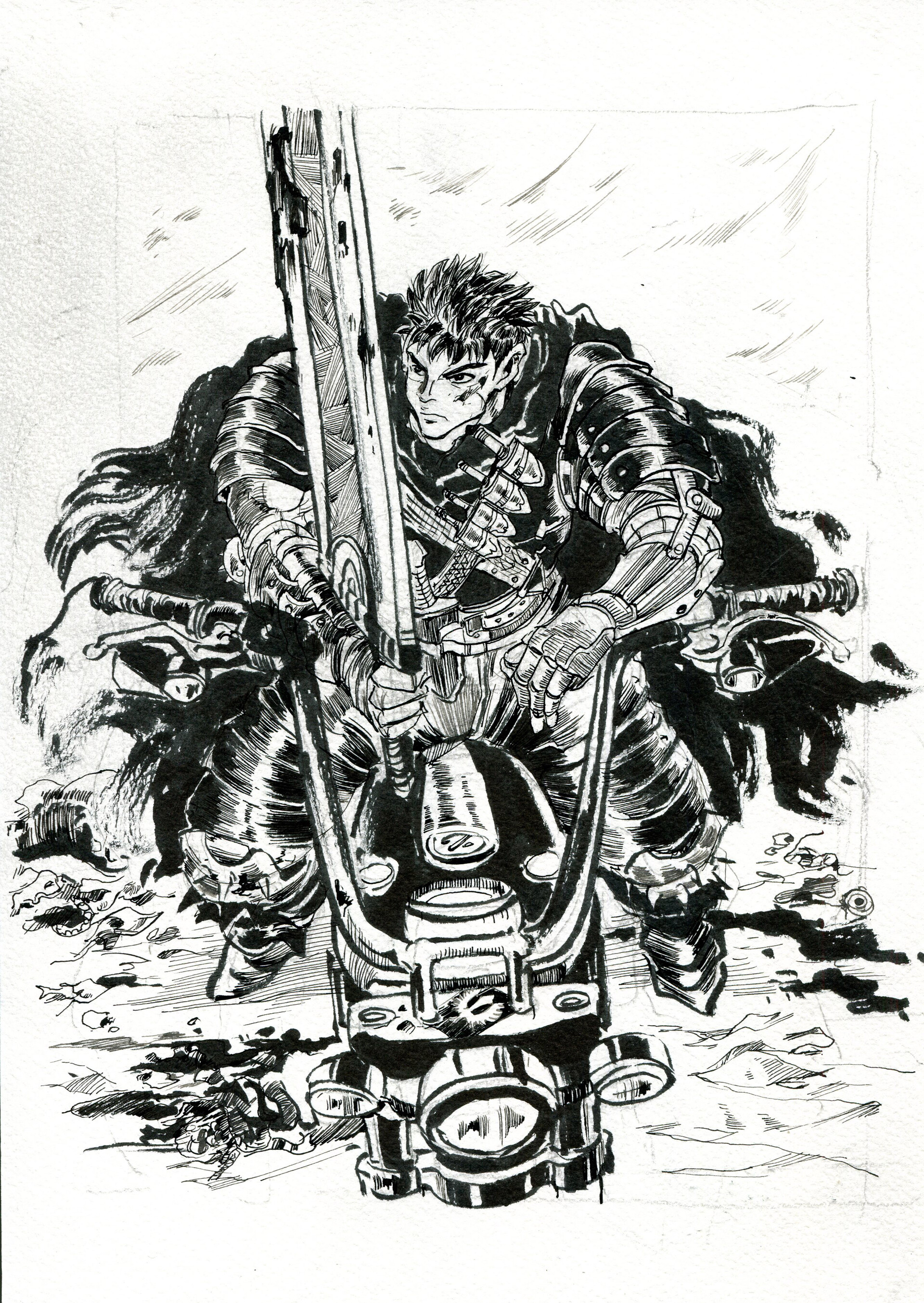 ArtStation - Berserk, Guts on a motorcycle